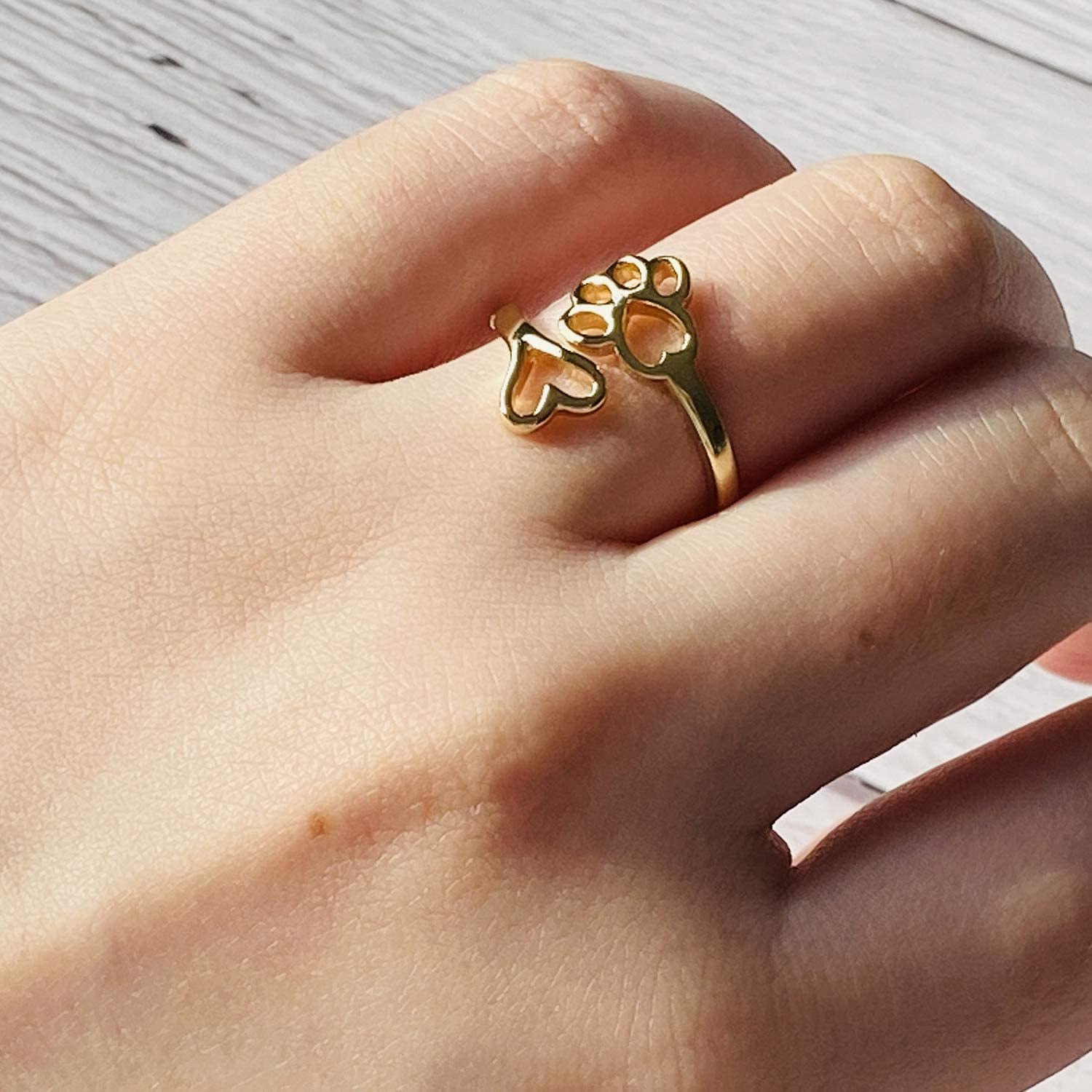 Adjustable Pet Paw Ring Pet Lovers.Puppy Dog Cat Paw Print Ring for Pet ...