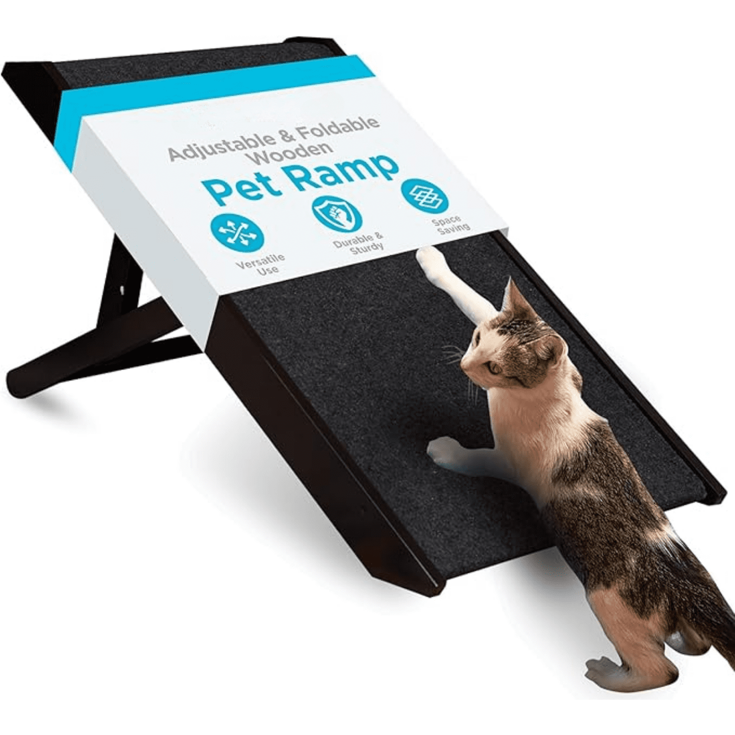 Adjustable Pet Ramp for Small Dogs, Cats, Puppies - Foldable Wooden Dog ...