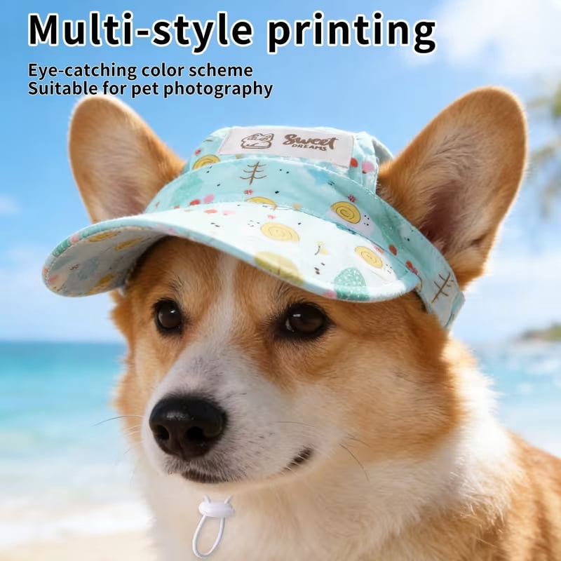 Adjustable Pet Sun Hat - Ear-Exposed Visor Cap for Cats and Small Dogs ...