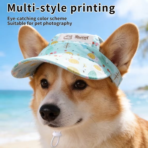 Adjustable Pet Sun Hat - Ear-Exposed Visor Cap for Cats and Small Dogs ...