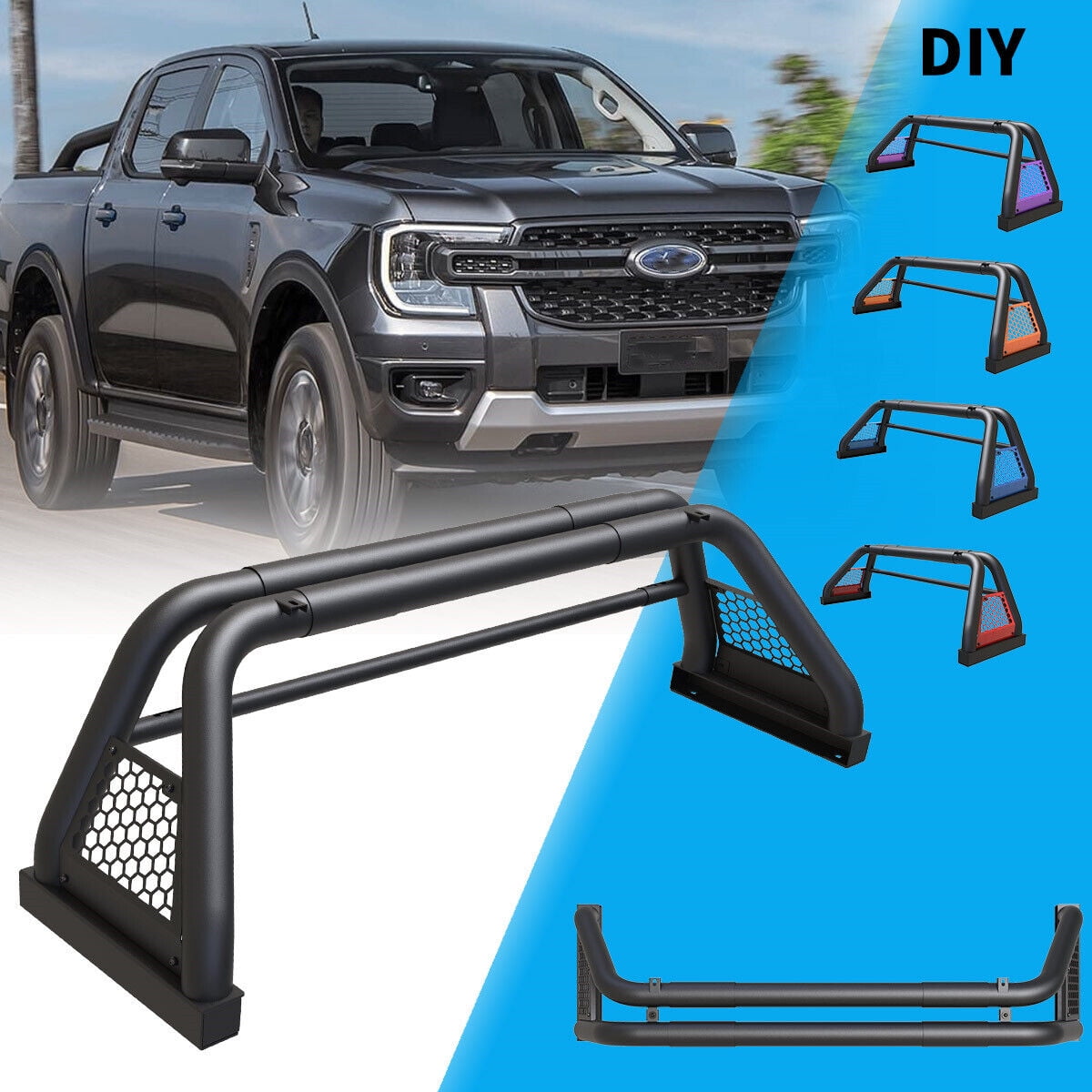 Adjustable Pickup Truck Roll Sport Bar Chase Rack Bed Bar For 2019-2023 ...