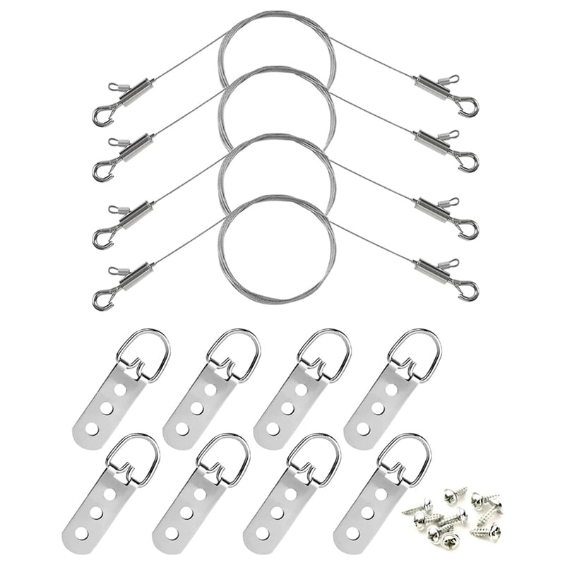 Adjustable Picture Hanging Wire and D Rings, with Small Clips, 8pcs 3 ...