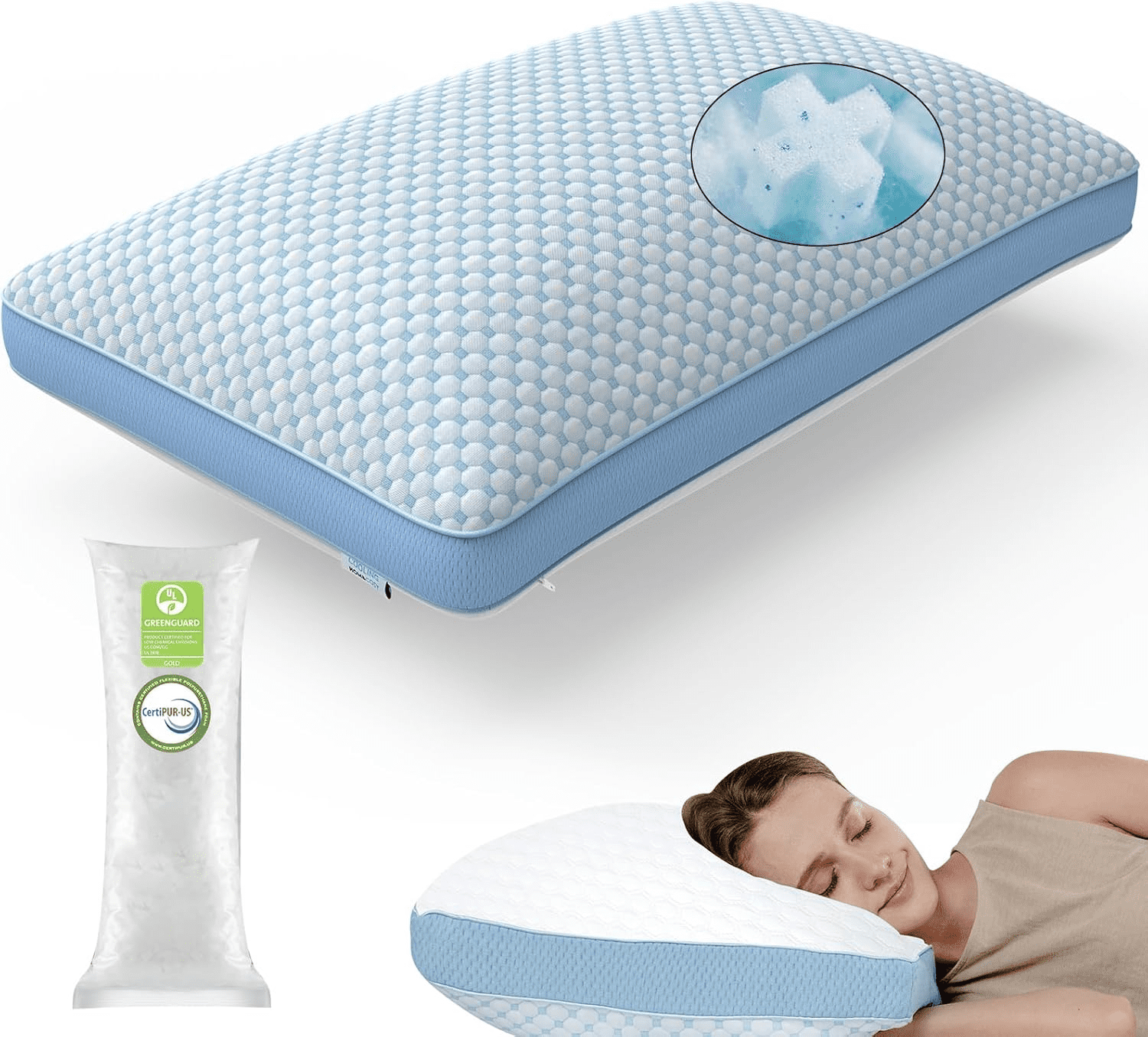 Adjustable Pillow, Large Elongated Memory Foam Pillow With Cooling Gel ...