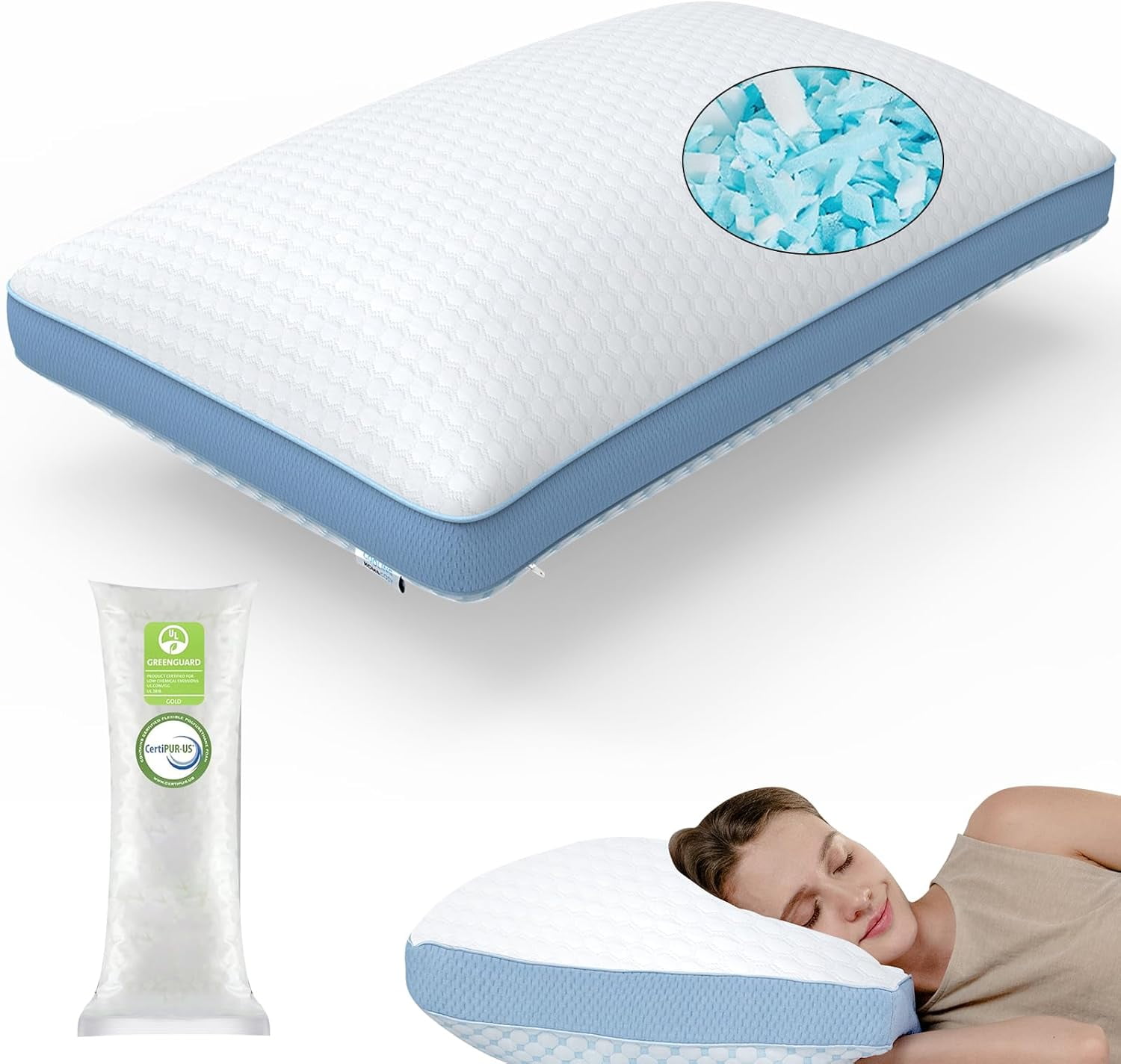 Adjustable Pillow, Queen Size Plus Shaped Memory Foam Pillows, Cooling ...