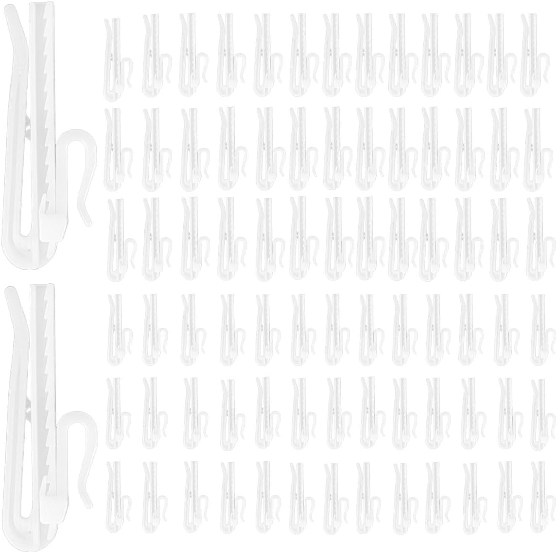 Adjustable Pinch Pleat Curtain Hooks Curtain Clips Plastic 50 count ...