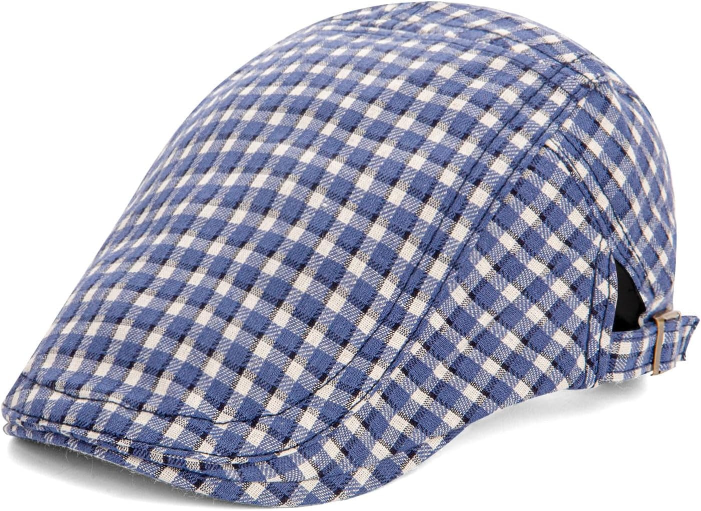 Adjustable Plaid Newsboy Flat Cap - Ivy Gatsby Cabbie Driving & Golf ...