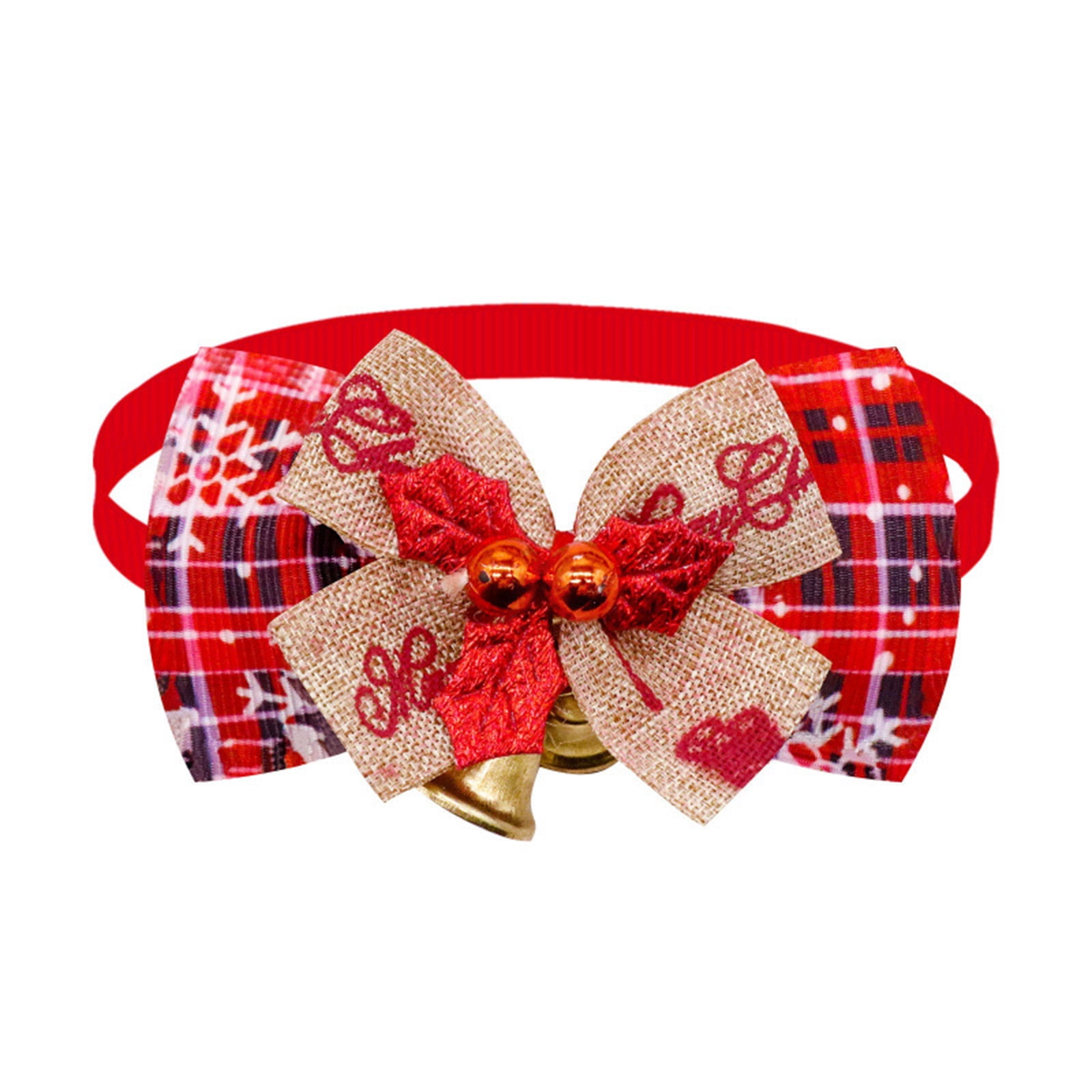 Adjustable Plaid Pet Collar with Decorative Bow and Bells for Cats and ...