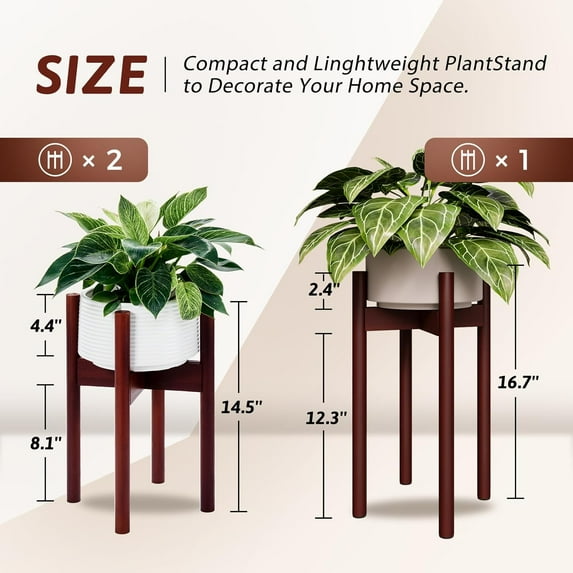 Adjustable Plant Stand Indoor, Bamboo Plant Holder 8 to 12 Inches, 3 ...