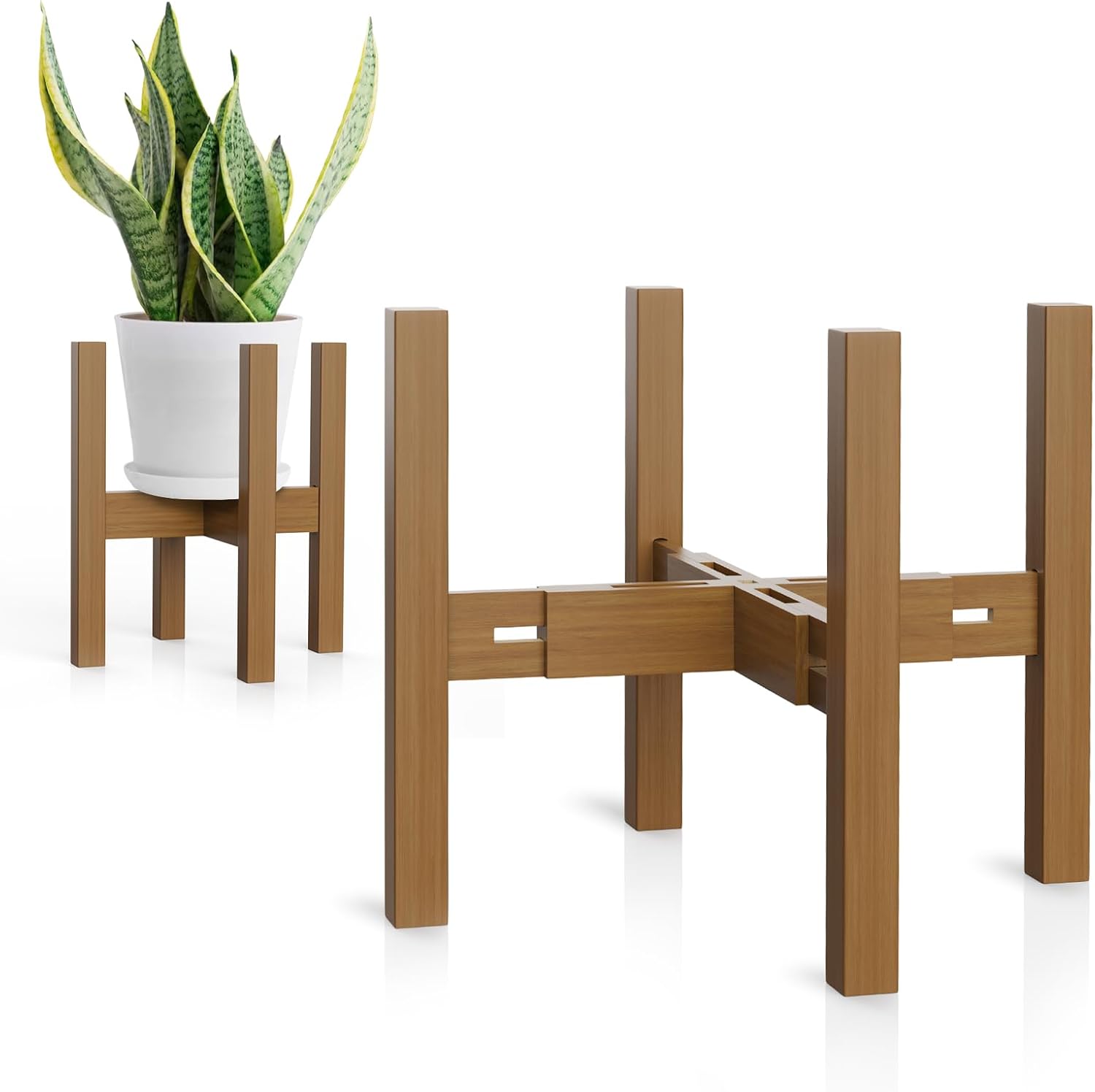 Adjustable Plant Stand Indoor, Modern Bamboo Plant Stand Mid Century ...