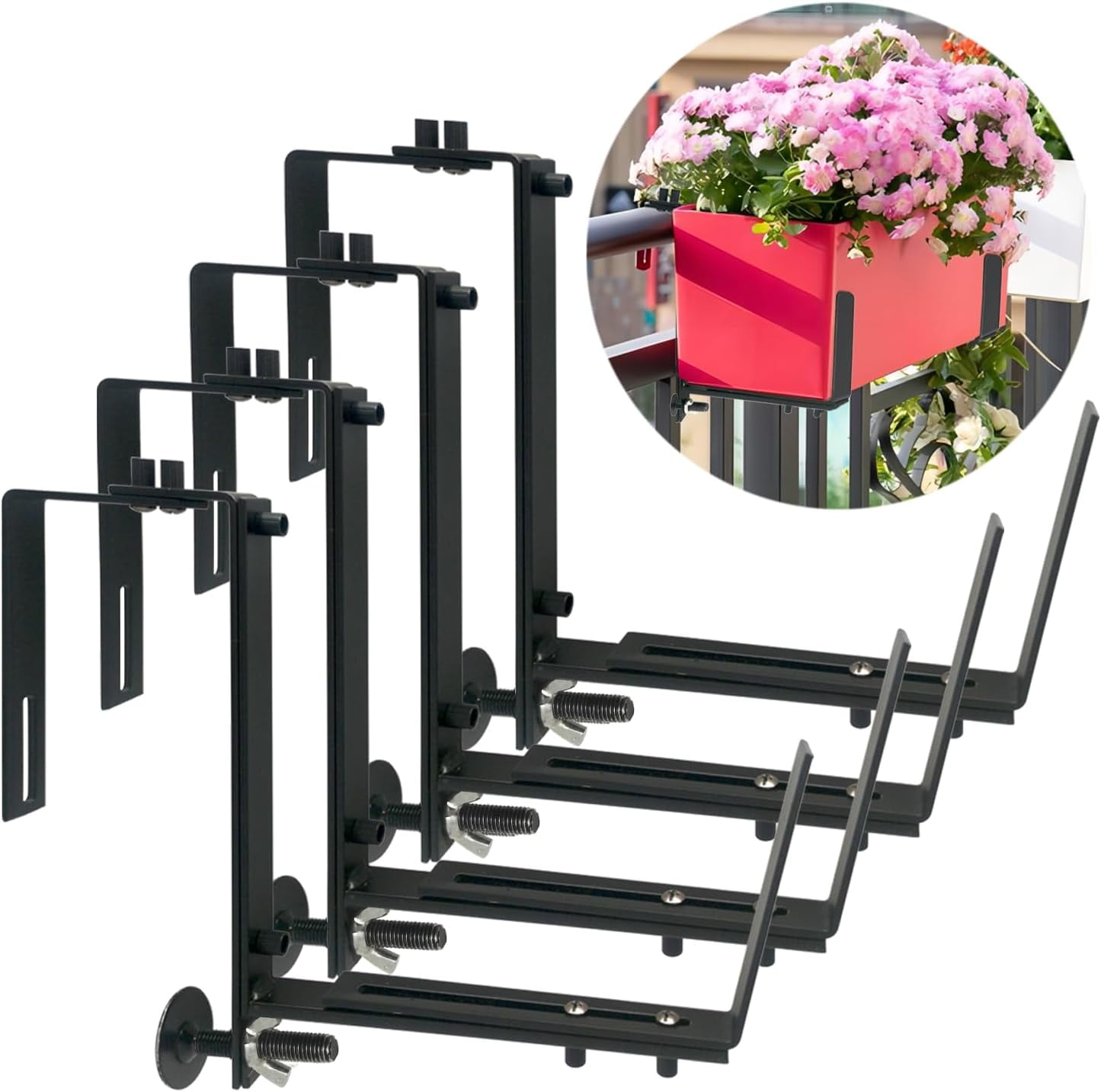 Adjustable Planter Box Brackets for Railings Deck Flower box Holders ...