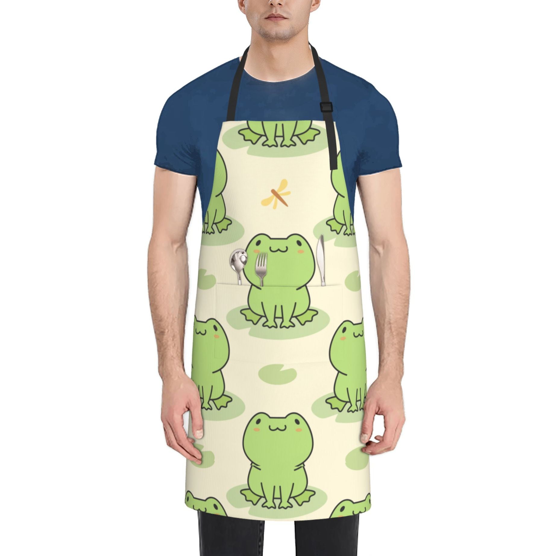 Adjustable Pocket Colorful Cartoon Frog Women's Apron Men's Waterproof ...