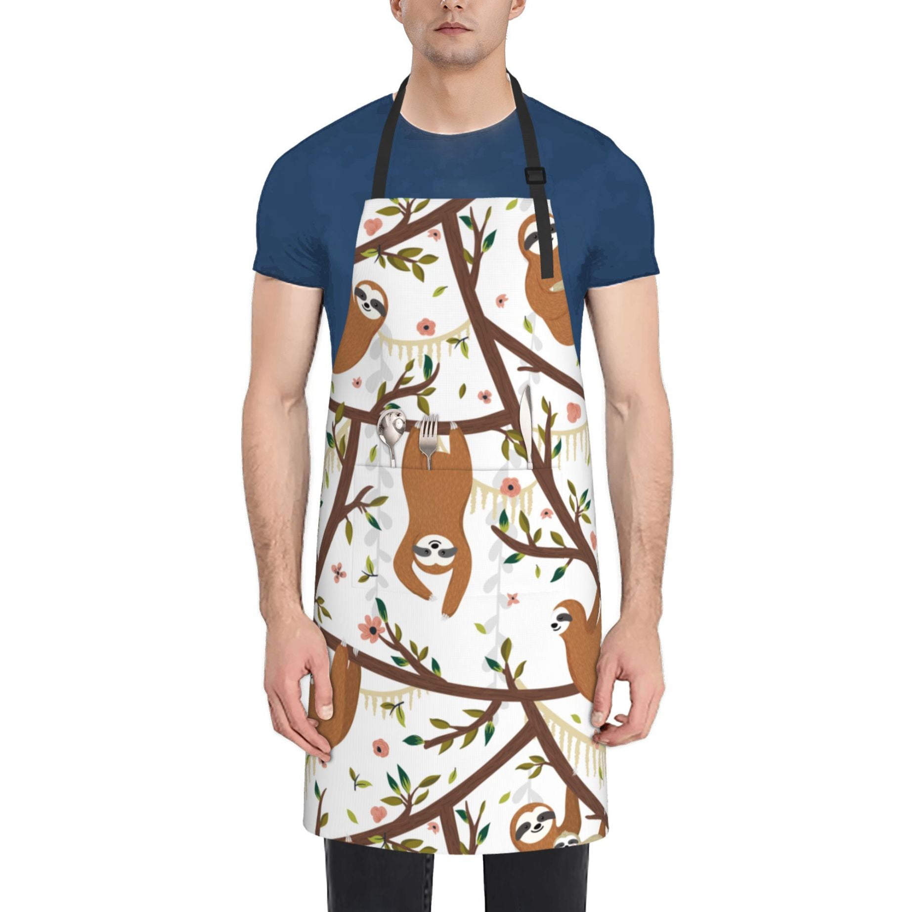 Adjustable Pocket Cute Sloths Animal (12) Women's Apron Men's ...