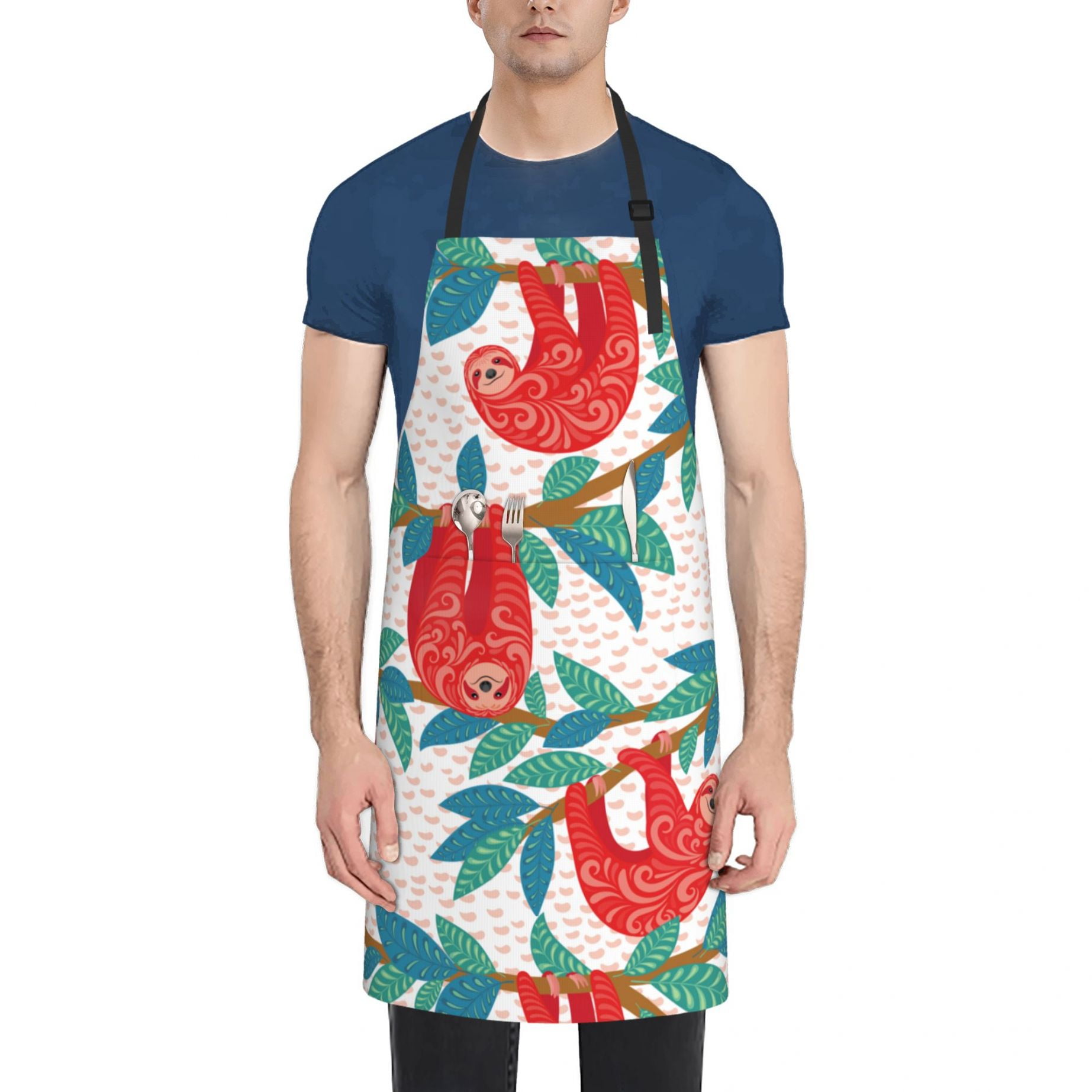 Adjustable Pocket Cute Sloths Animal (14) Women's Apron Men's ...