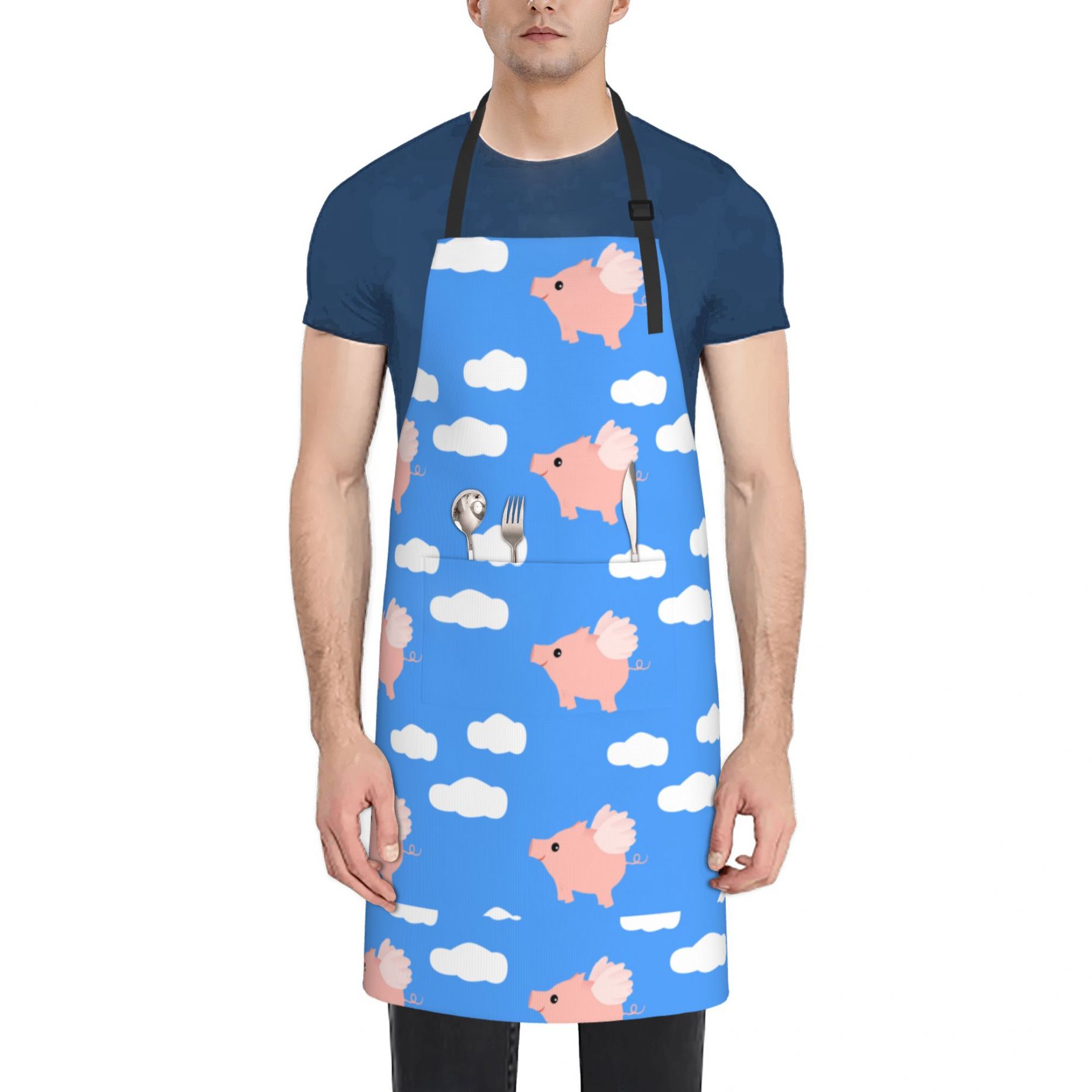 Adjustable Pocket Flying Pigs Women's Apron Men's Waterproof Apron ...