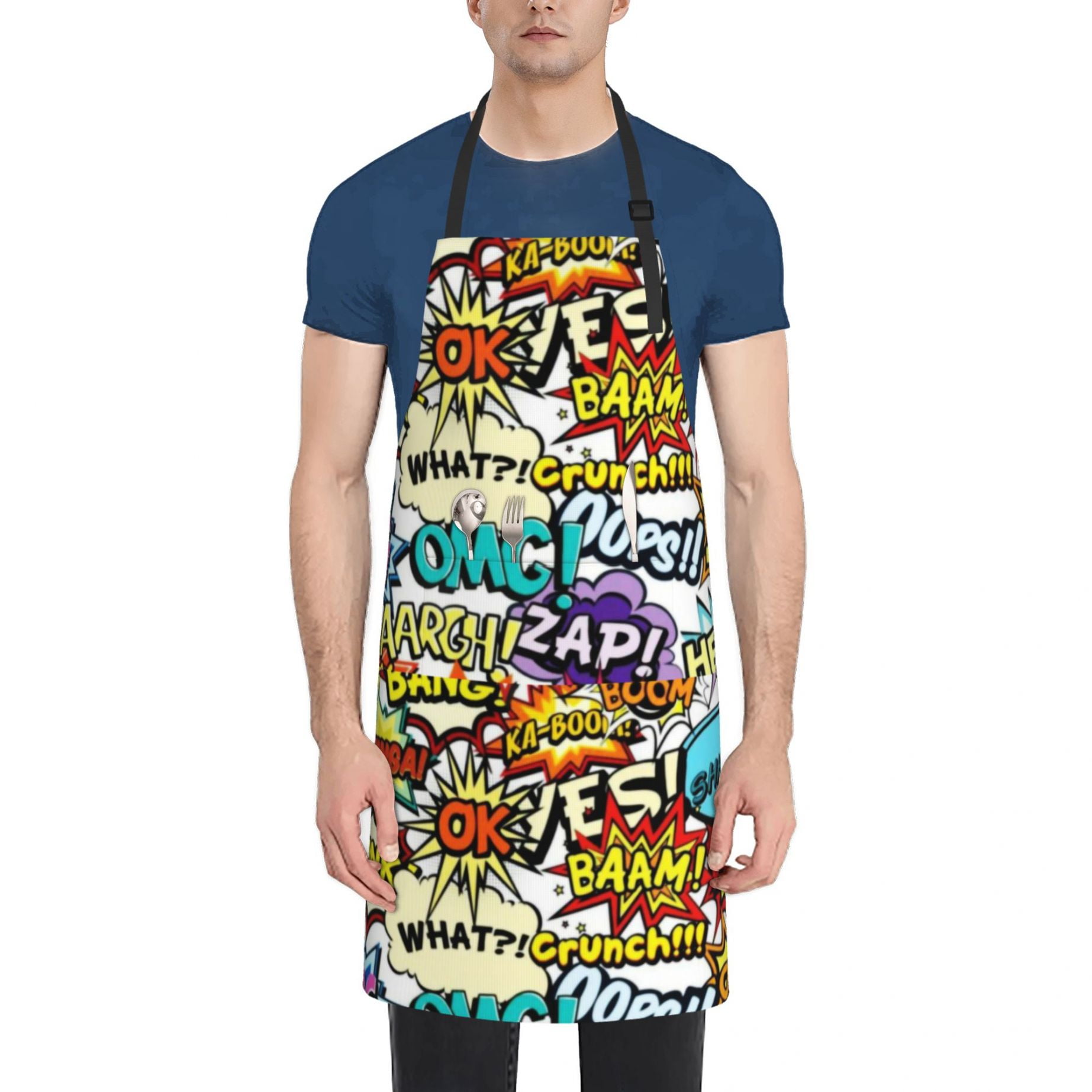 Adjustable Pocket Graffiti Anime Comic Art Women's Apron Men's ...