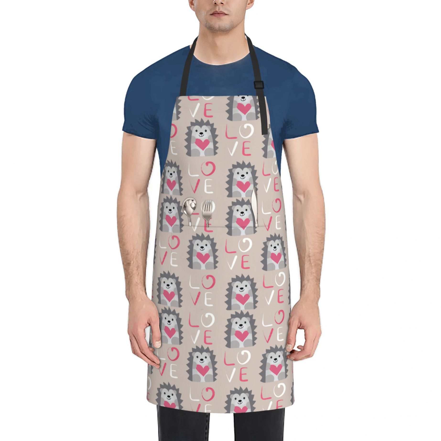 Adjustable Pocket Hedgehog With Heart Women's Apron Men's Waterproof ...