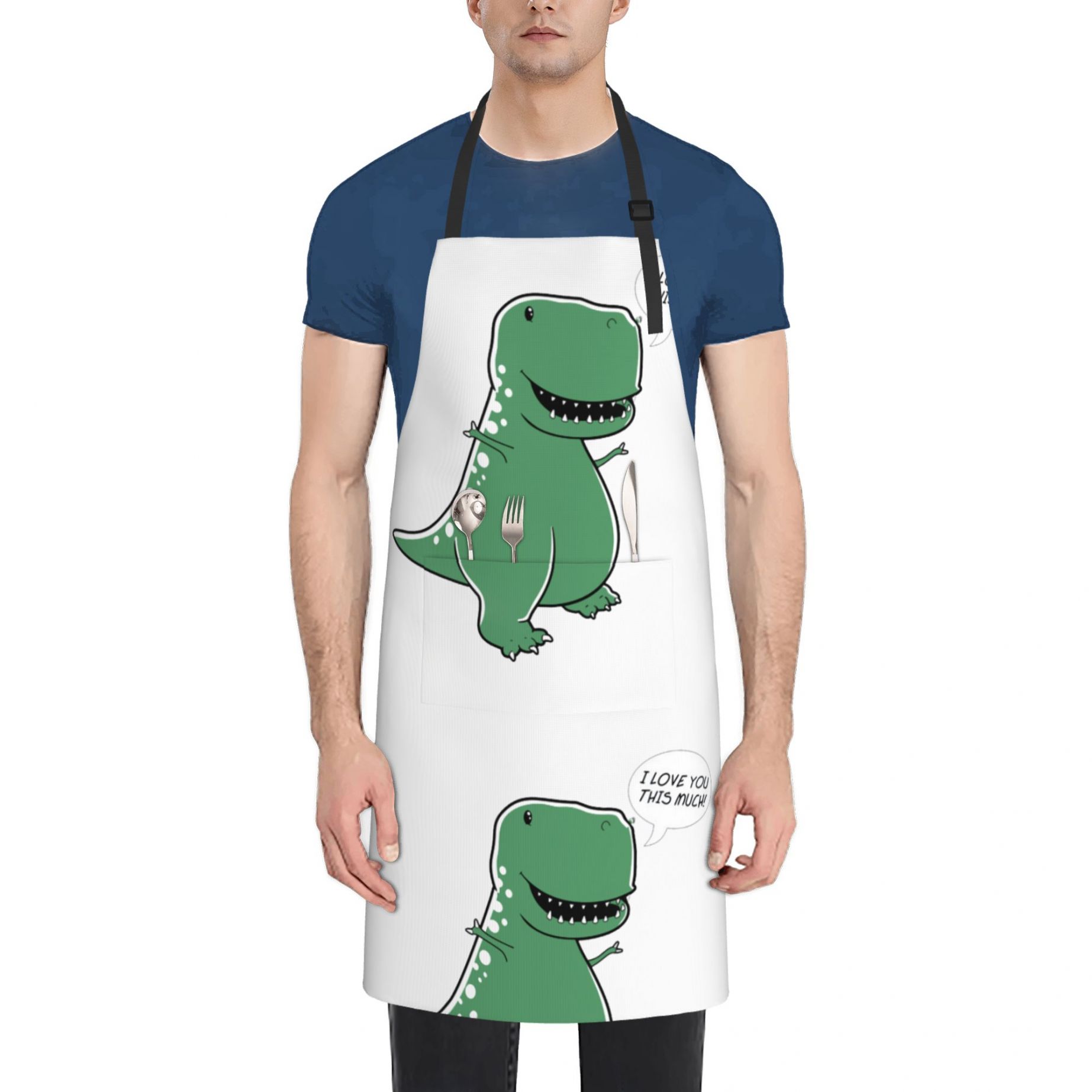 Adjustable Pocket T-rex Loves You This Much Women's Apron Men's ...