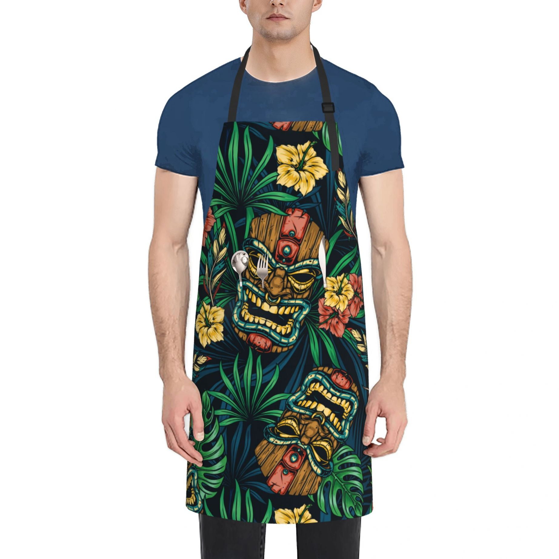 Adjustable Pocket Tropical-tiki-flower Women's Apron Men's Waterproof ...