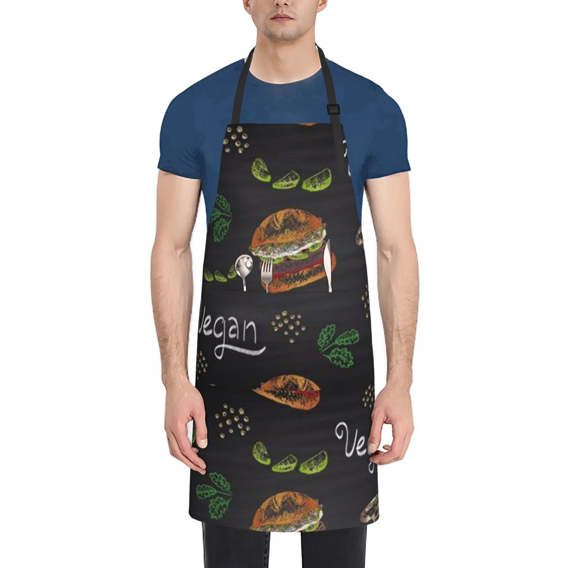 Adjustable Pocket Vegan Avocado Burger Women's Apron Men's Waterproof ...