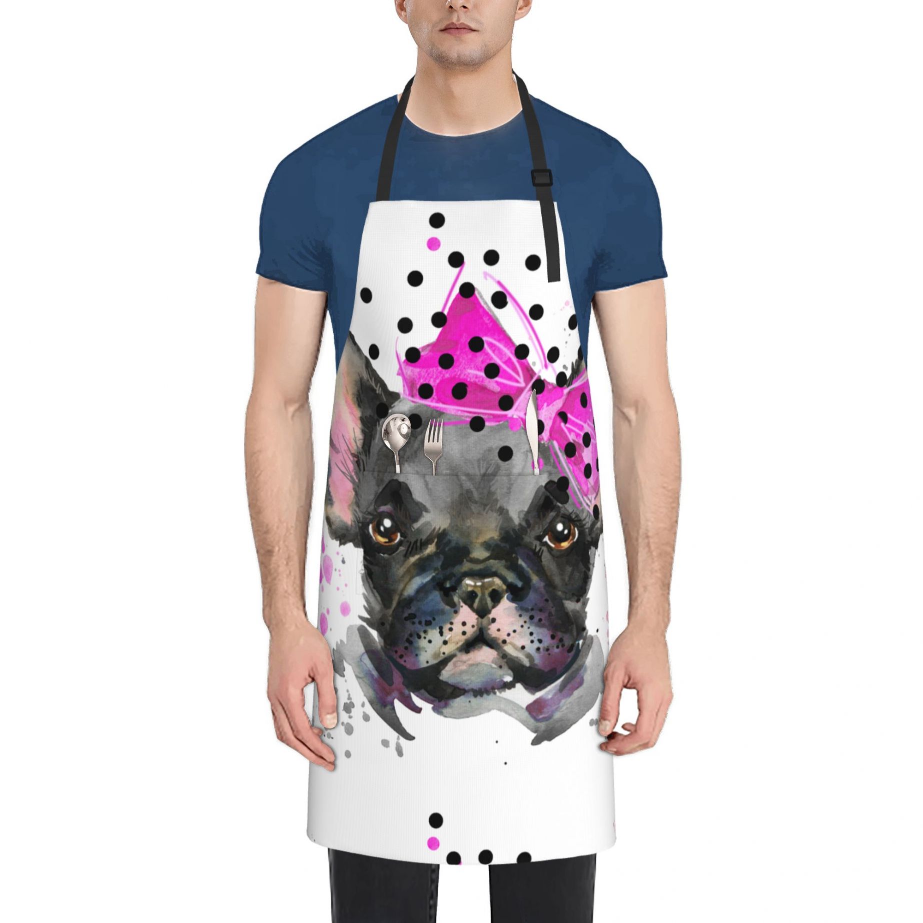 Adjustable Pocket Watercolor Cute Puppy Dog French Bulldog Breed Women ...