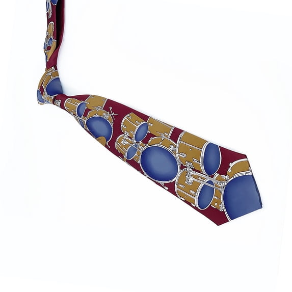 Adjustable Polyester Necktie With Guitar And Drum Patterns Fashion Gift ...