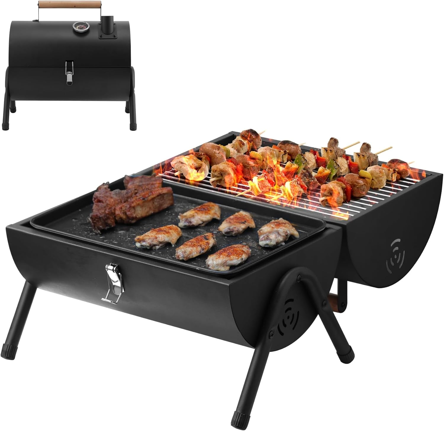 Adjustable Portable Charcoal Grills Hibachi Lamb Skewers Camping ...