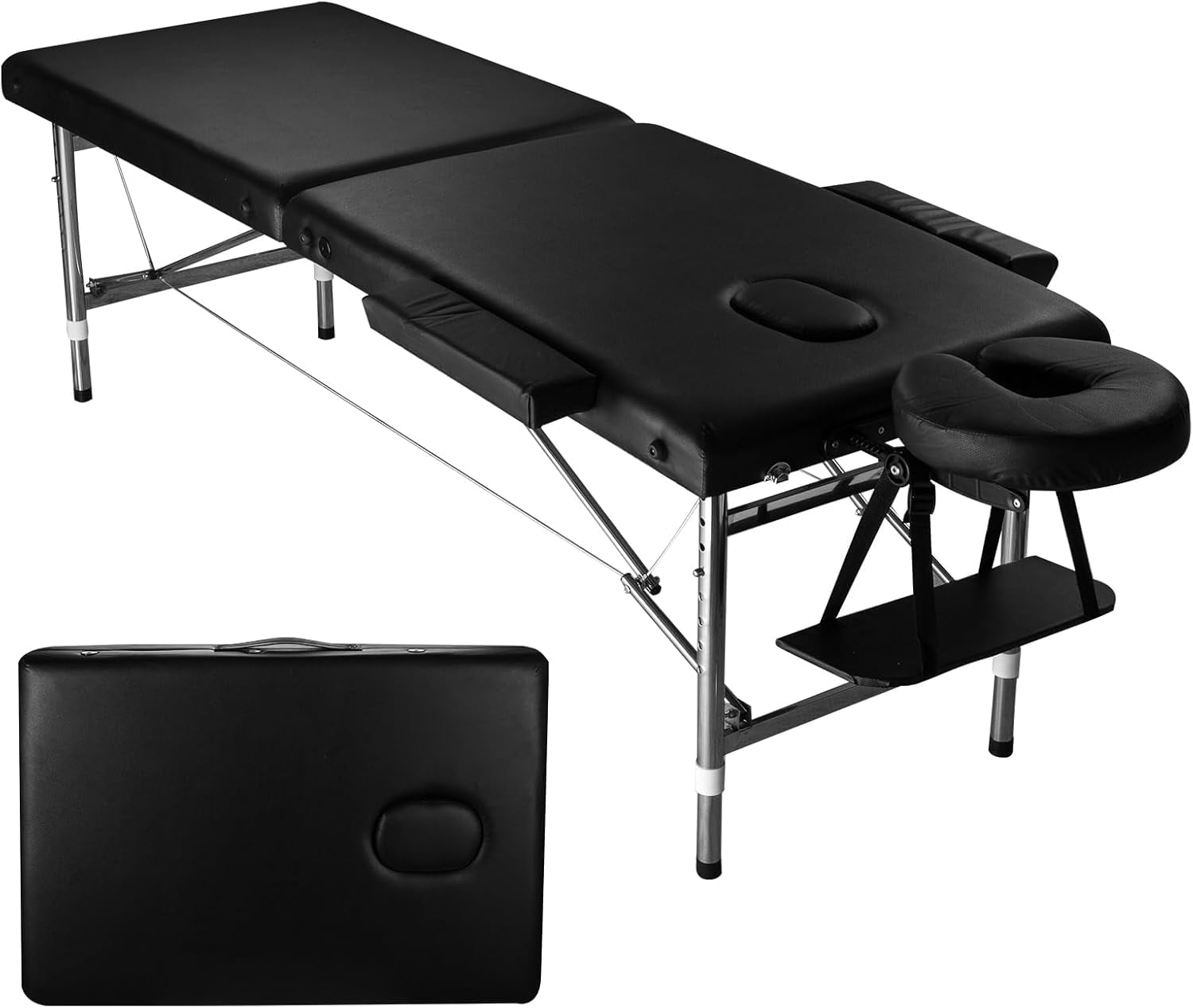 Adjustable Portable Massage Table 24" Wide – Foldable Black Spa Bed ...