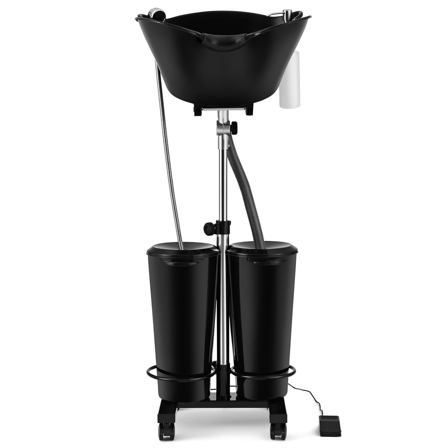 Adjustable Portable Shampoo Bowl with Electric Pump, Includes 2 Buckets ...