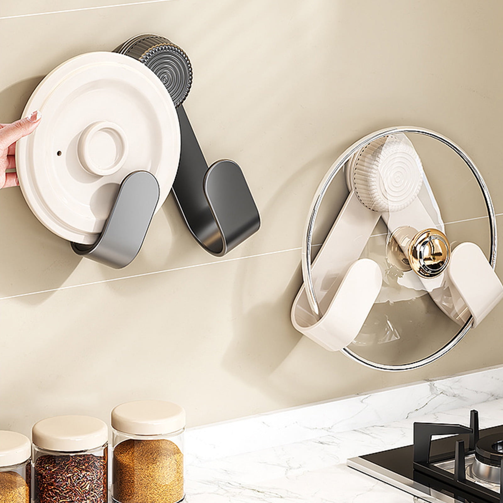 Adjustable Pot Lid Holders,Adhesive Wall Mount Hooks,Durable Silicone ...