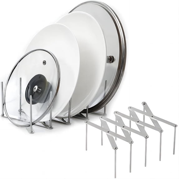 Adjustable Pot Lid Organizer, Dish Rack to Store Houseware, Plate Rack ...