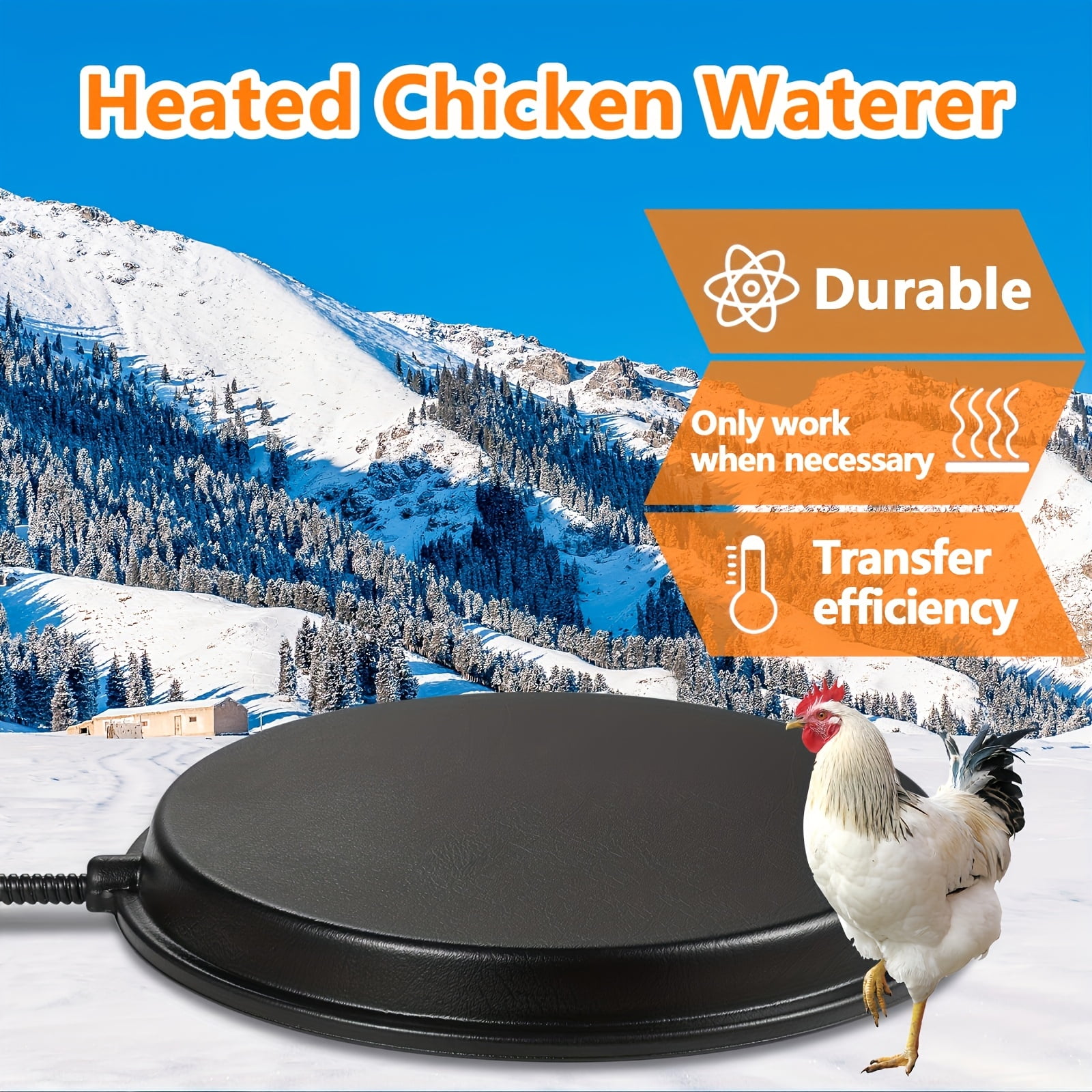 Adjustable Poultry Heater with Temperature Control, 12.6" Metal Base ...