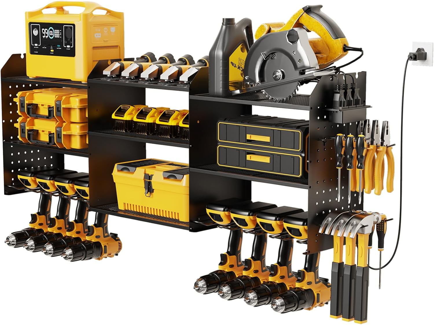 Adjustable Power Tool Organizer Stand with Charging Station for Garage ...