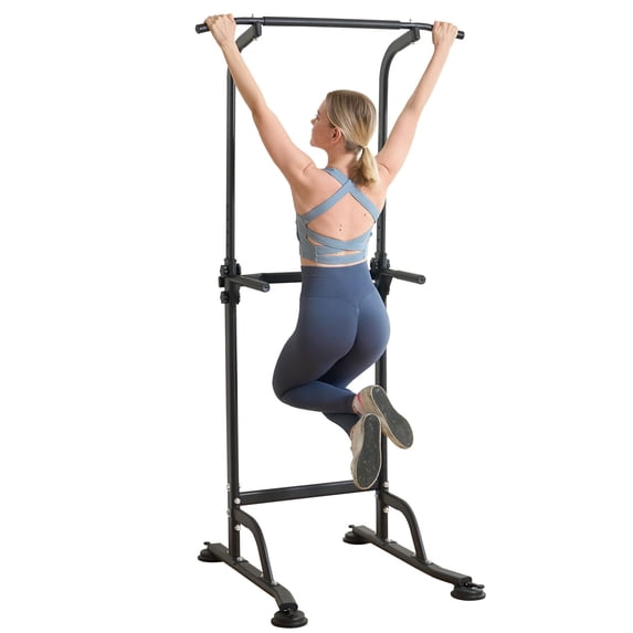Adjustable Power Tower Pull Up Bar Dip Station, 330LBS Capacity Steel ...