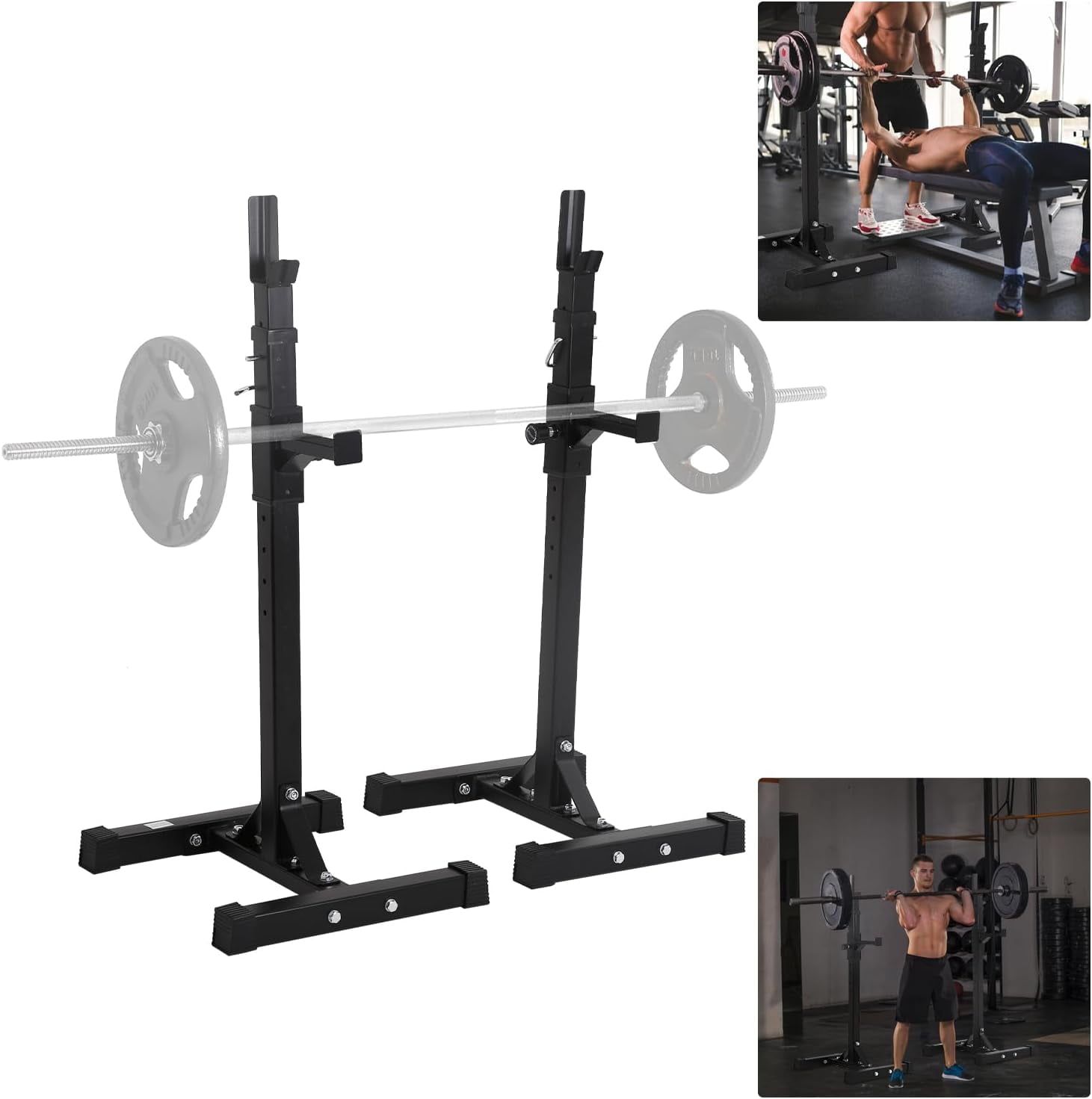 Adjustable Press Rack, 40"-66" Multi-Function Squat Rack for Home Gym ...