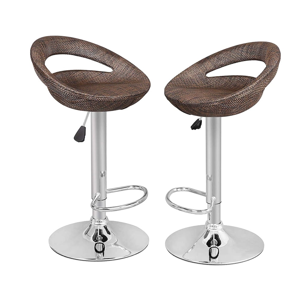 Adjustable Pub Wicker Barstool, All Weather Patio Bar Stool with ...