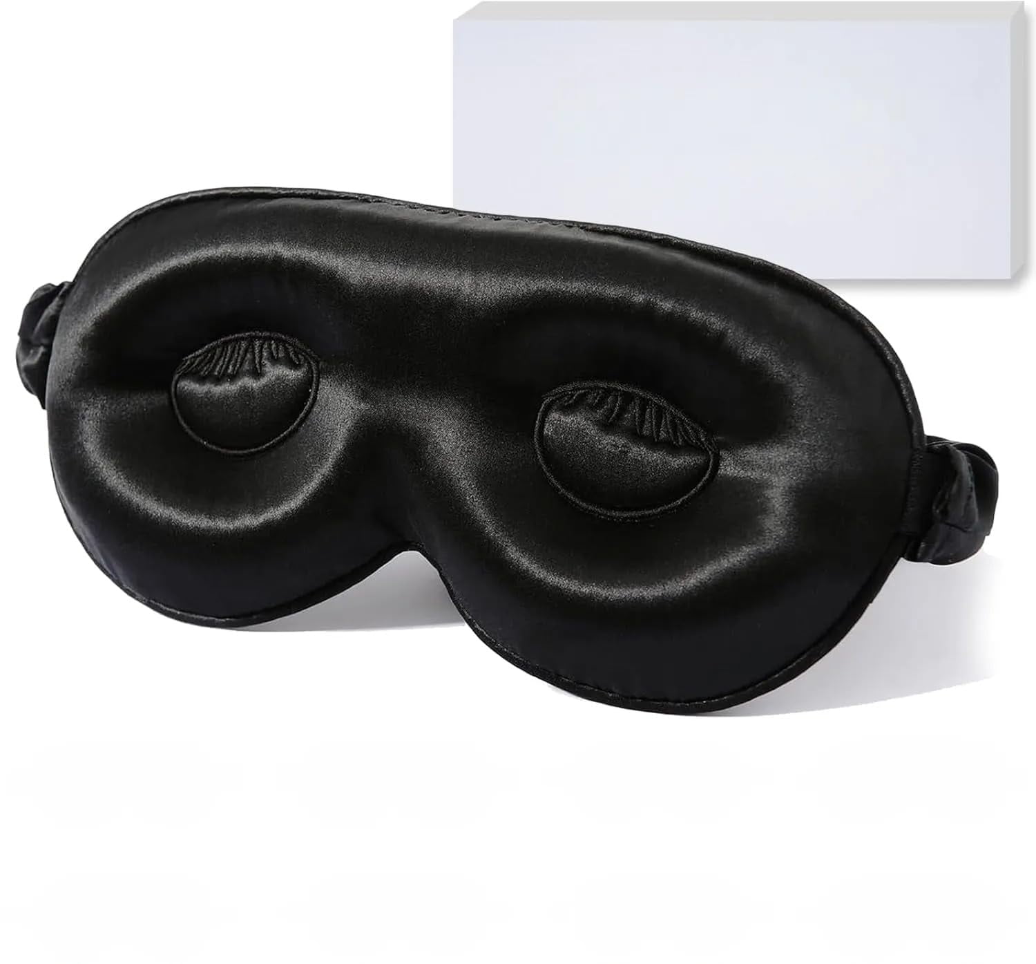 Adjustable Pure Silk Sleep Mask, 3D Contoured Cup Eye Mask for Sleeping ...