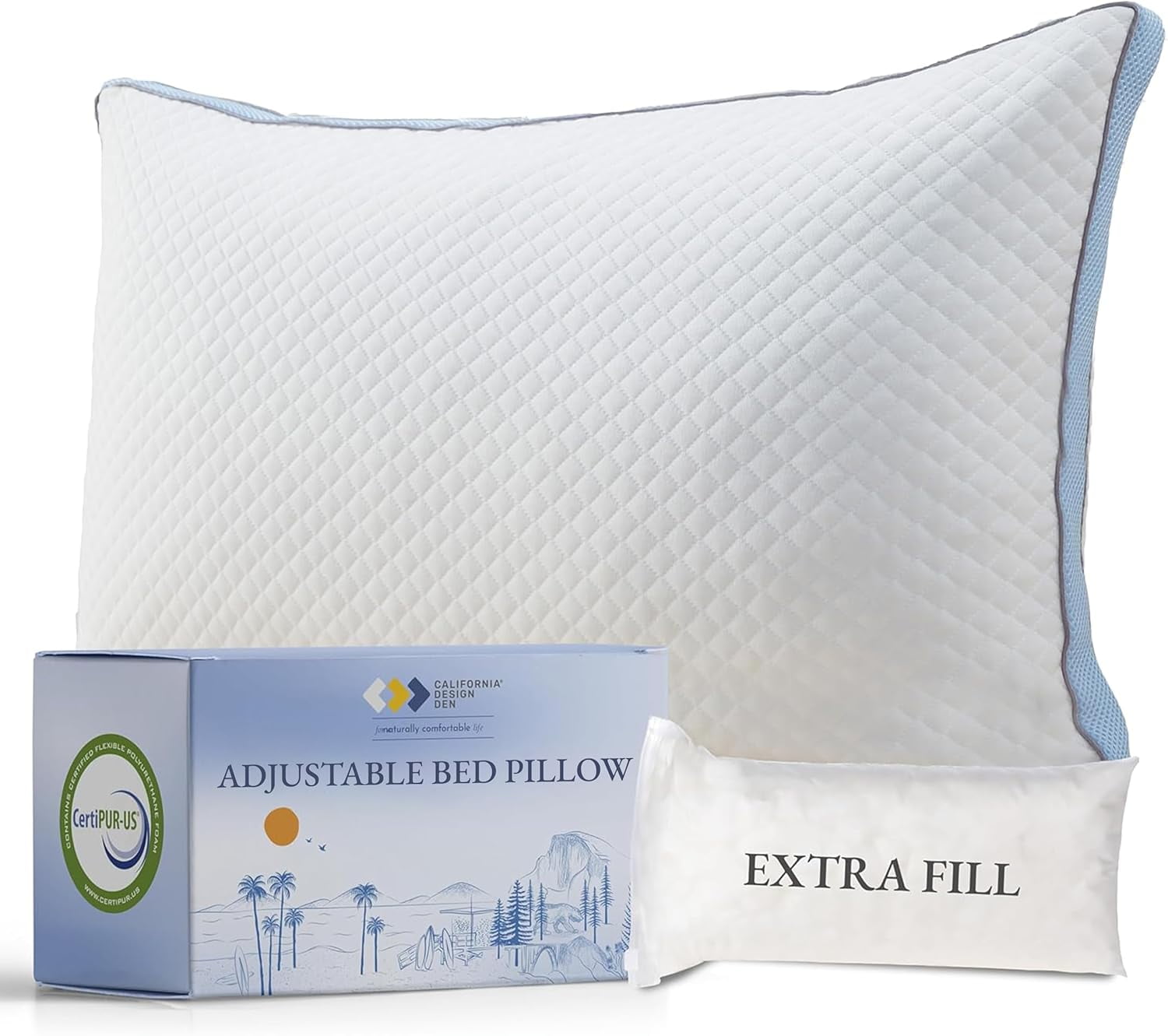 Adjustable Queen Size Pillow - Soft Down Alternative Fill, Adjustable ...