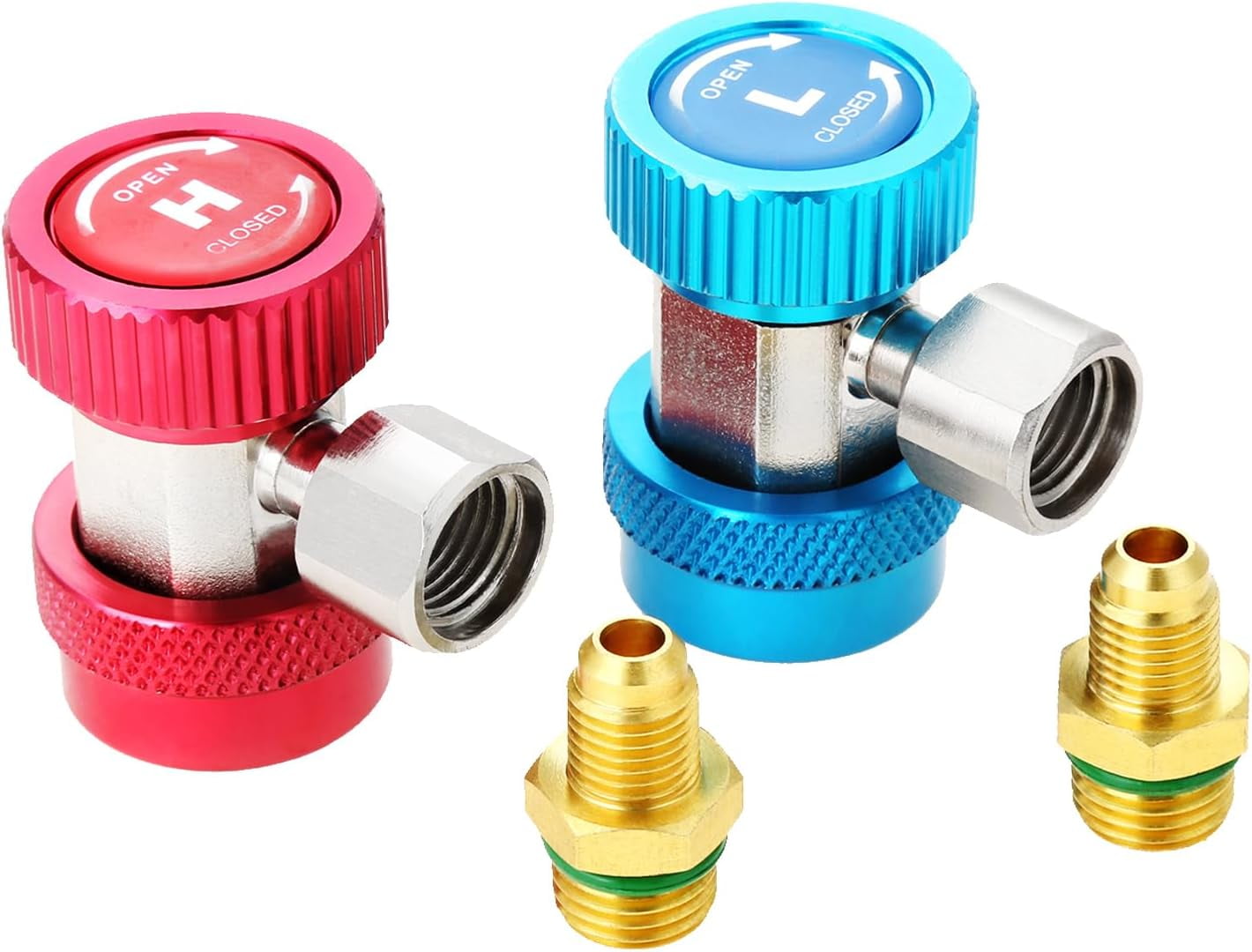 Adjustable R134A Quick Coupler Fittings High-Low Connector, AC R134A ...
