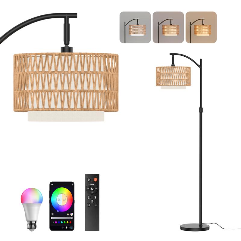 Adjustable RGB Floor Lamp with Remote & Foot Switch, Tri-Color ...