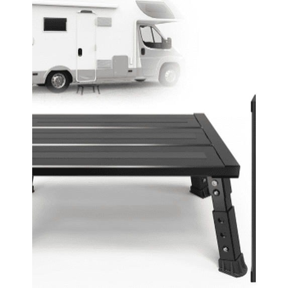 Adjustable RV Step Stool, 3-Step Height Adjustment, Foldable Legs, Wide ...