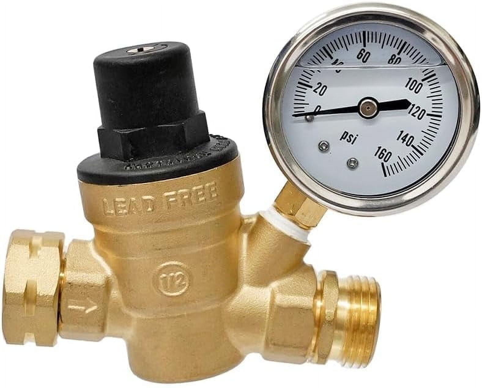 Adjustable RV Water Pressure Regulator with Gauge, 0-85 PSI | Ideal ...