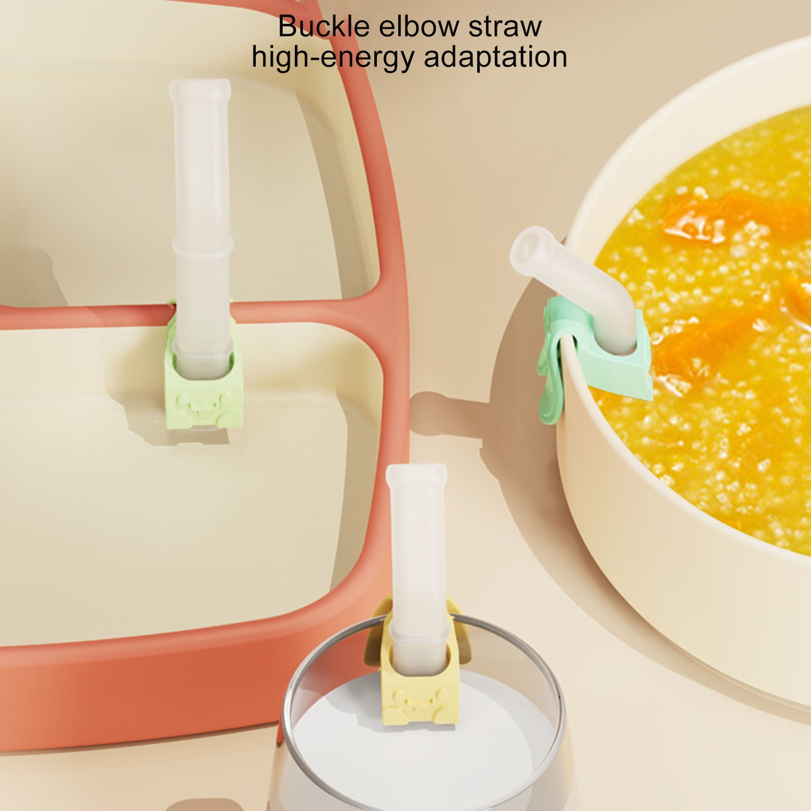 Adjustable Rabbit Buckle Silicone Drinking Straw Children Baby ...