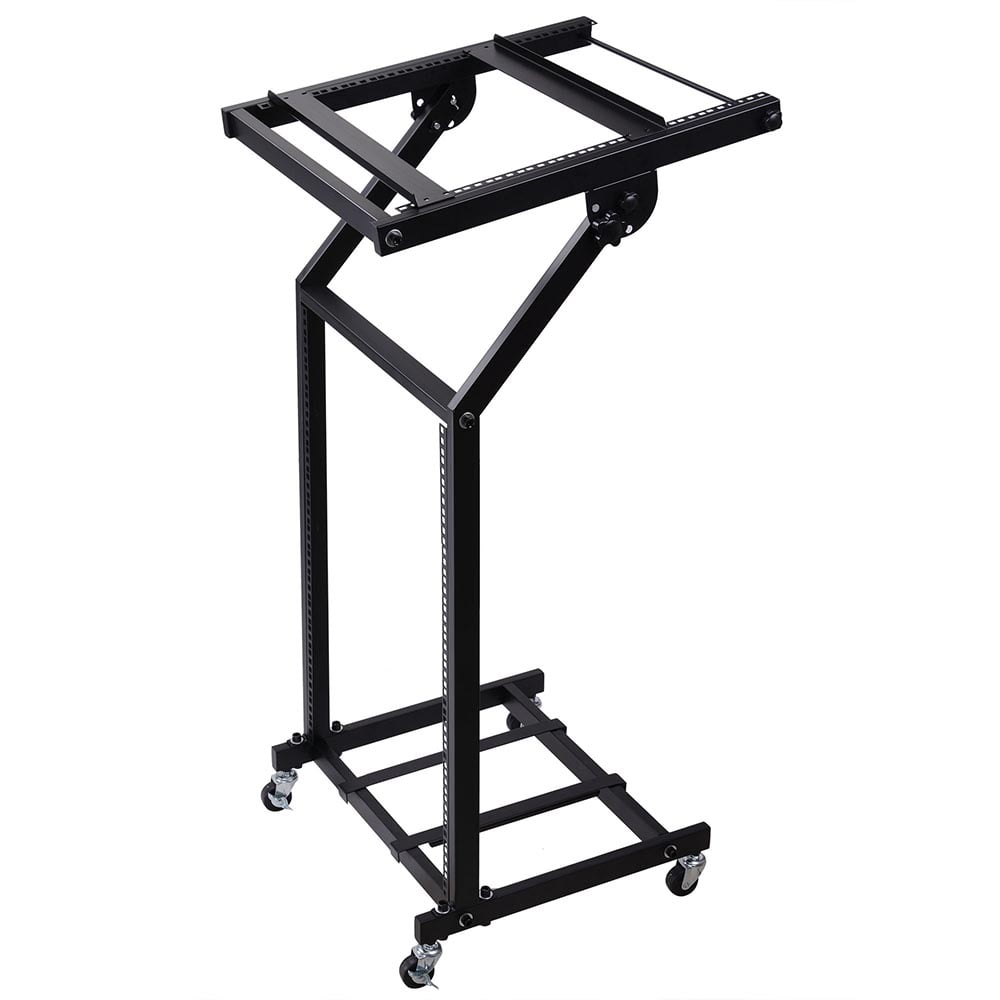 12U Rack Mount DJ Mixer Stand with Audio Amplifier, Adjustable, Rolling ...