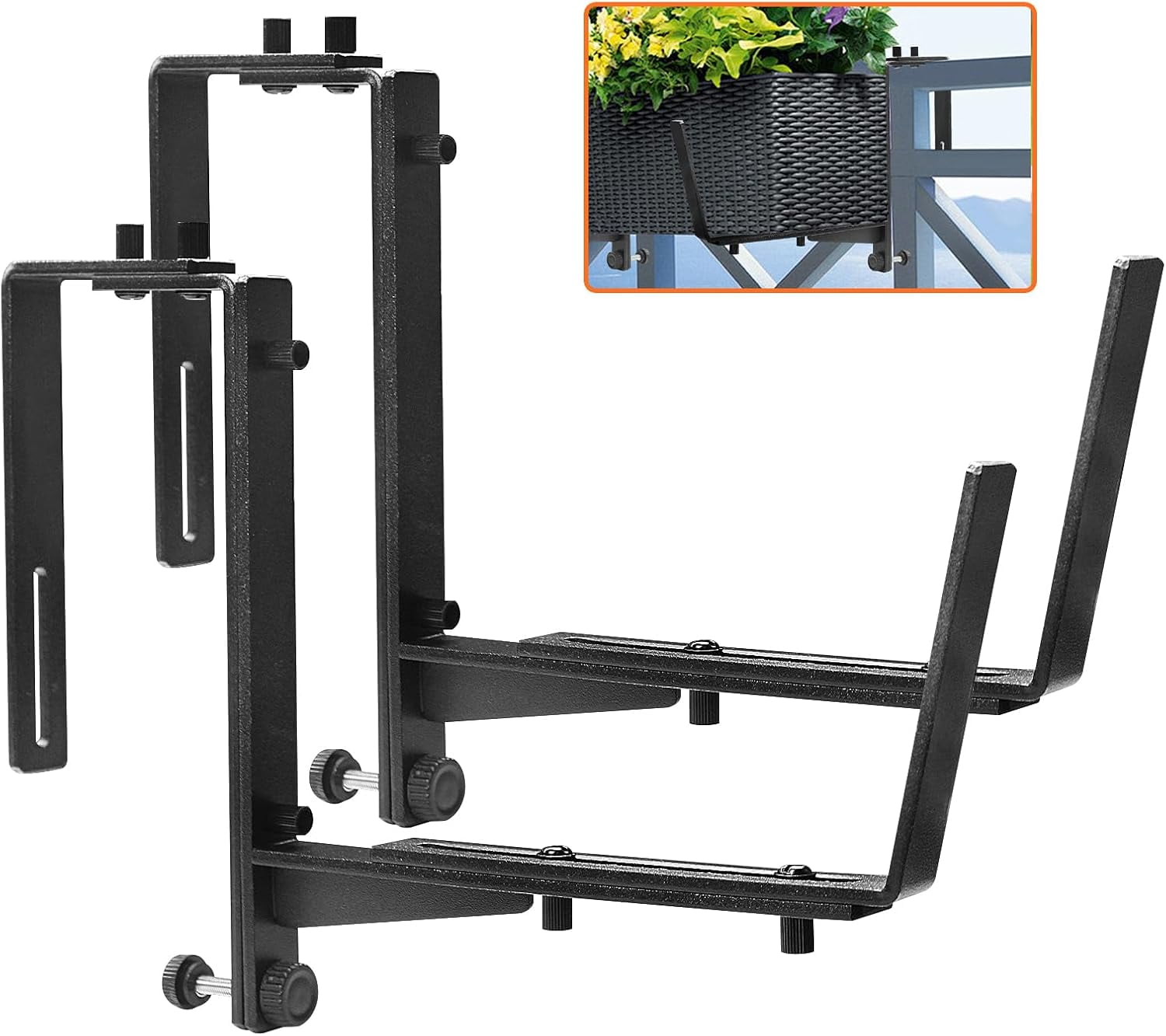 Adjustable Railing Planter Boxes Brackets,Heavy Duty Iron Window Box ...