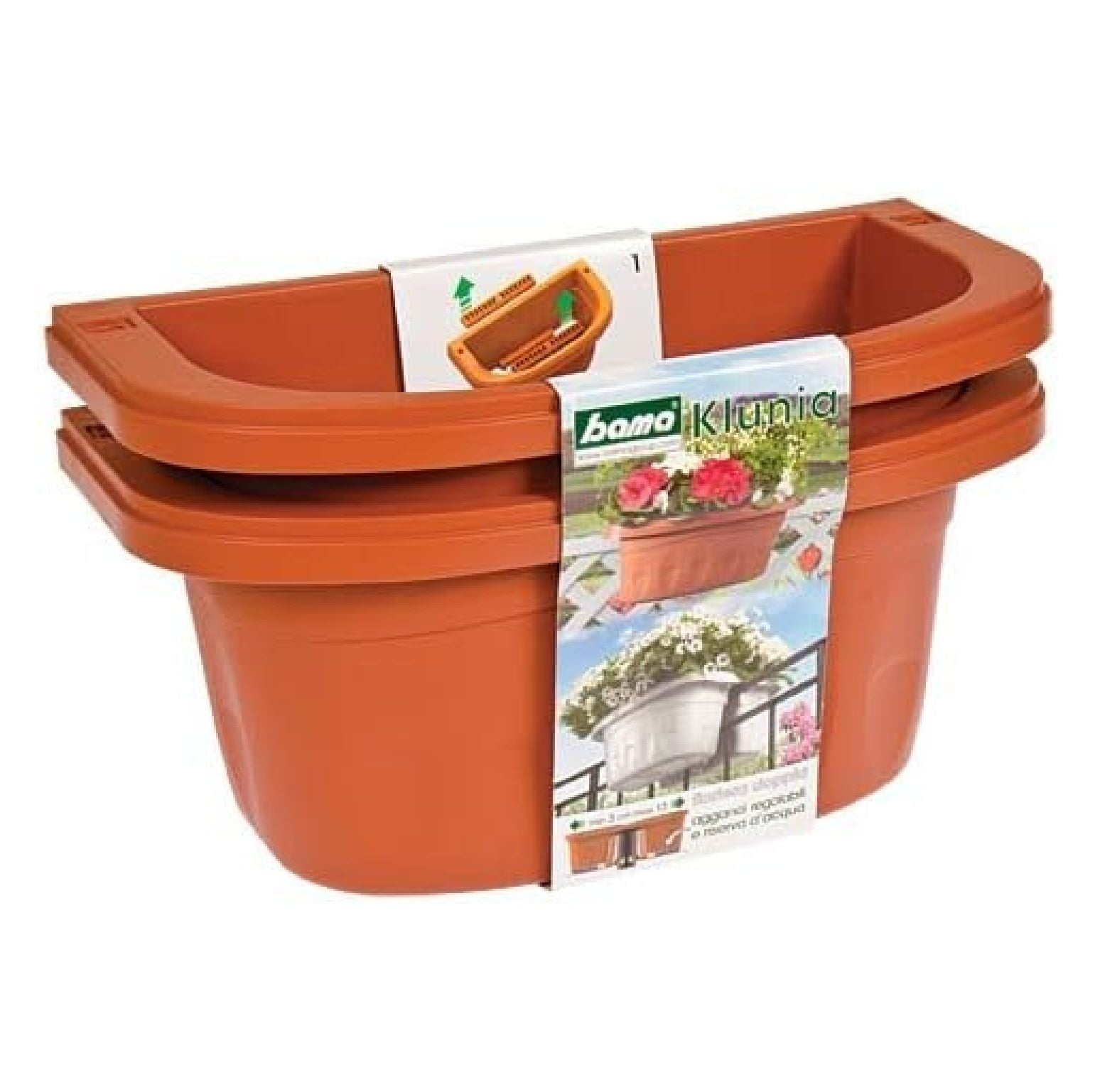 Adjustable Railing Planter, Double-Sided (Terra Cotta, 16 inches ...