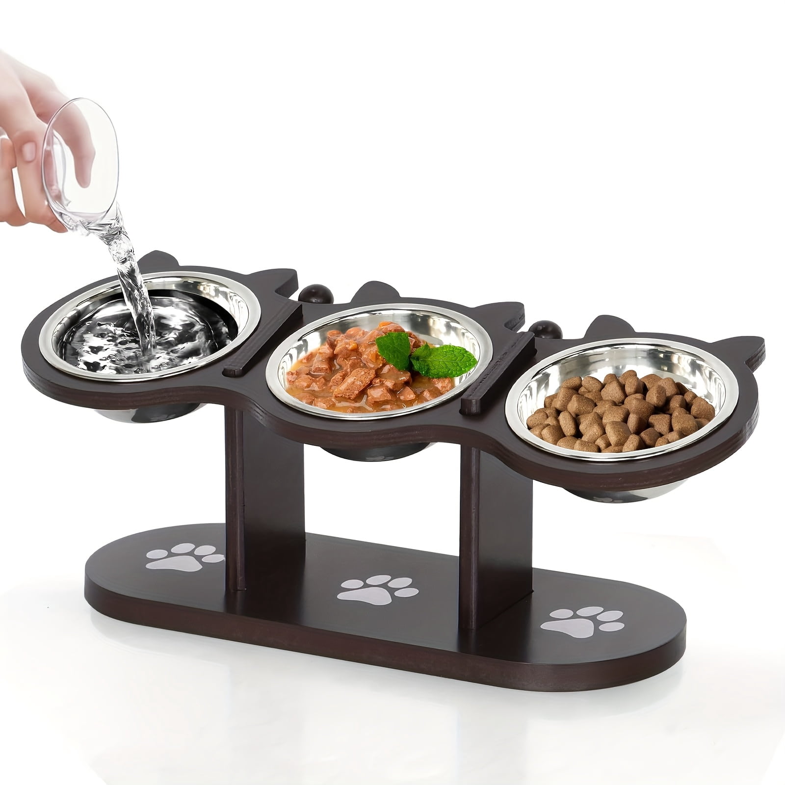 Adjustable Raised Cat Bowls - 3-Tilt Stainless Steel Dishes with Stand ...