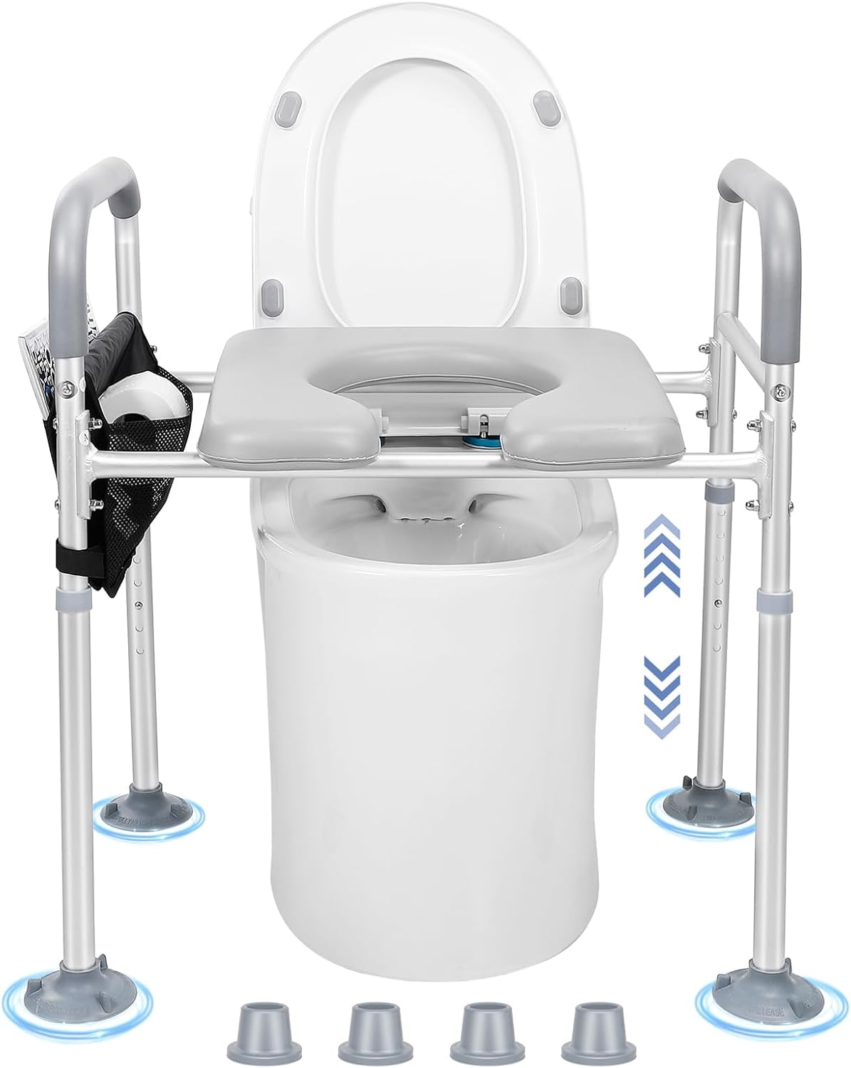 Adjustable Raised Toilet Seat with Handles - Elevated Toilet Seat Riser ...