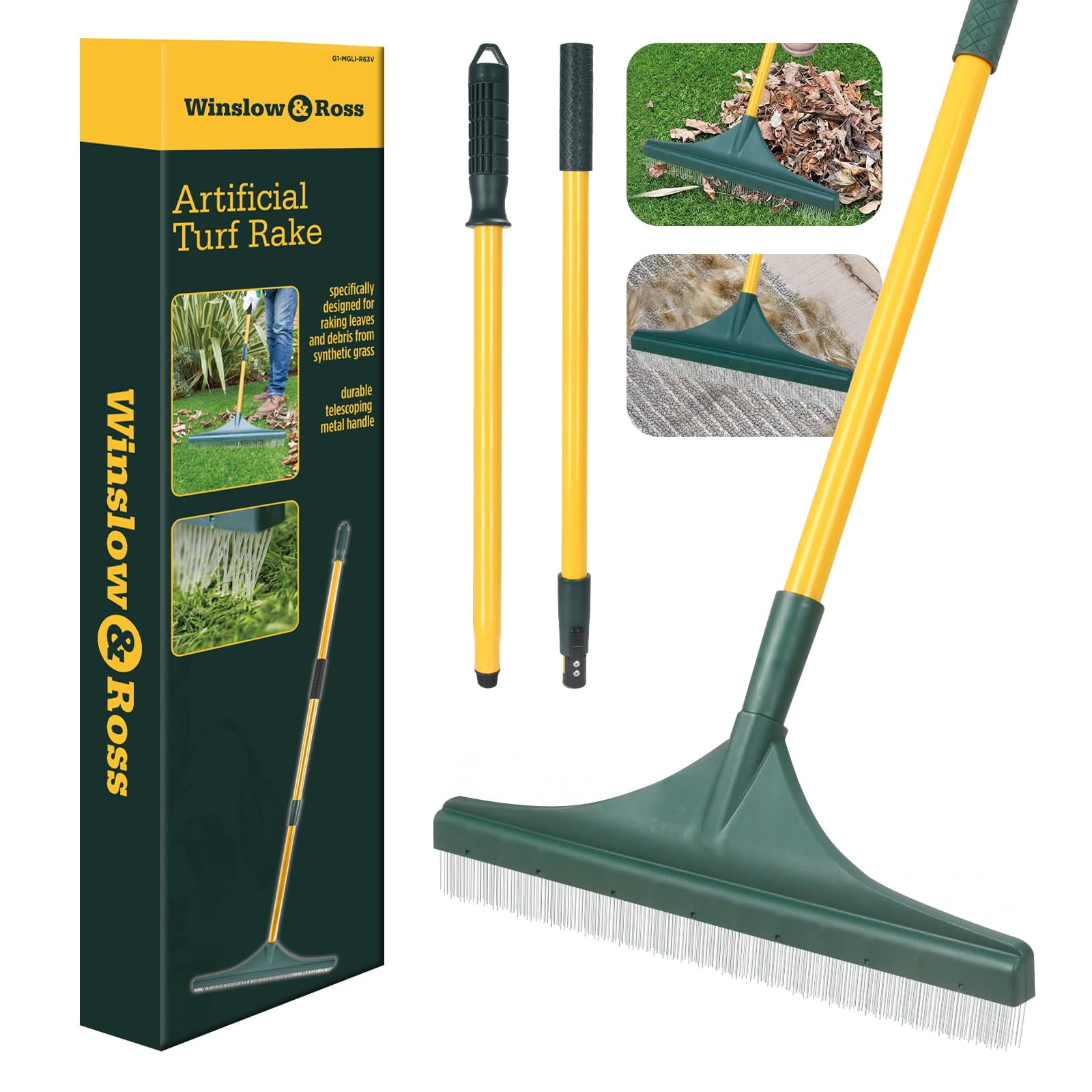 Adjustable Rake for Leaves, Hand Telescopic Leaf rake, 3 Sections 63 in ...
