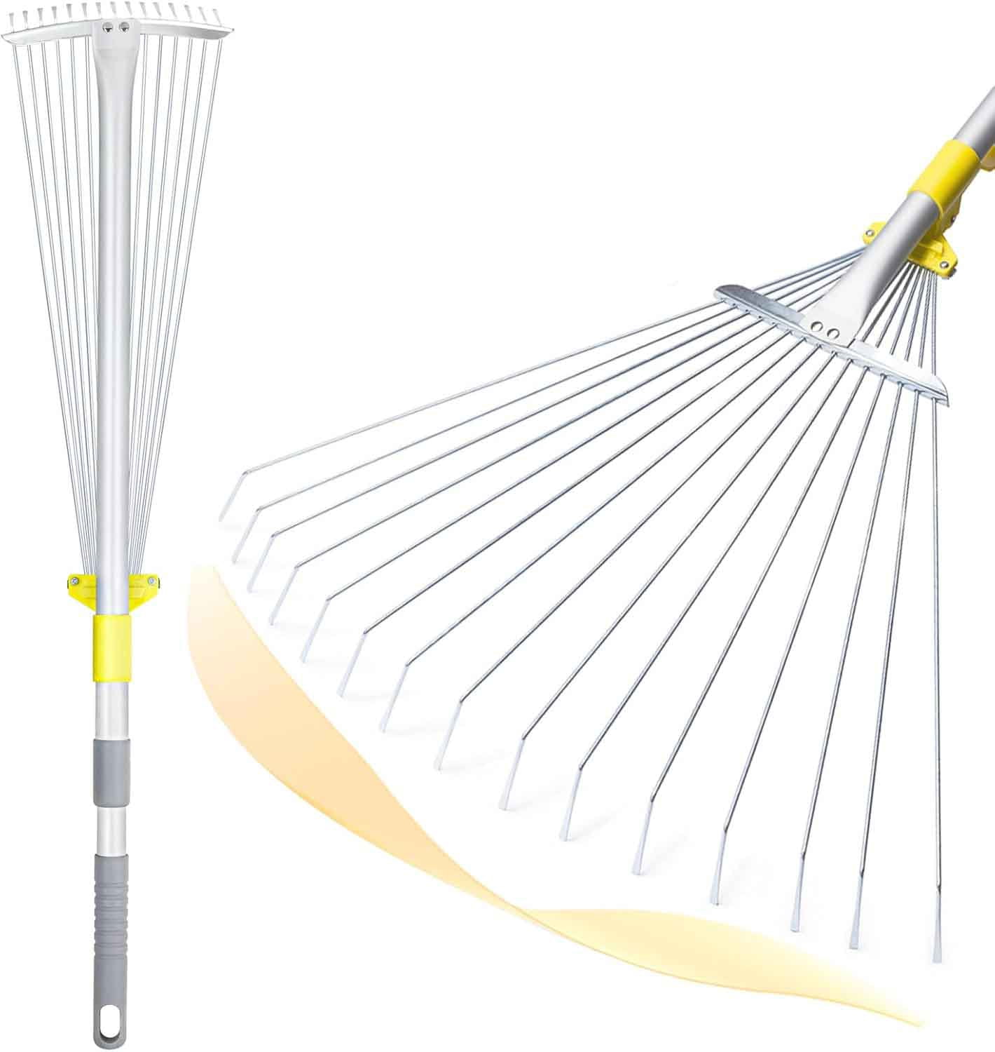 Adjustable Rakes for Leaves, Garden Leaf Rake for Lawns Grass with ...