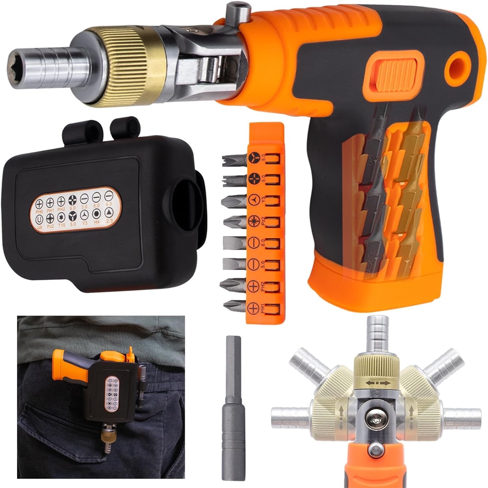 Adjustable Ratchet Screwdriver Set | 3-Way Multi-Function Wrench with 5 ...